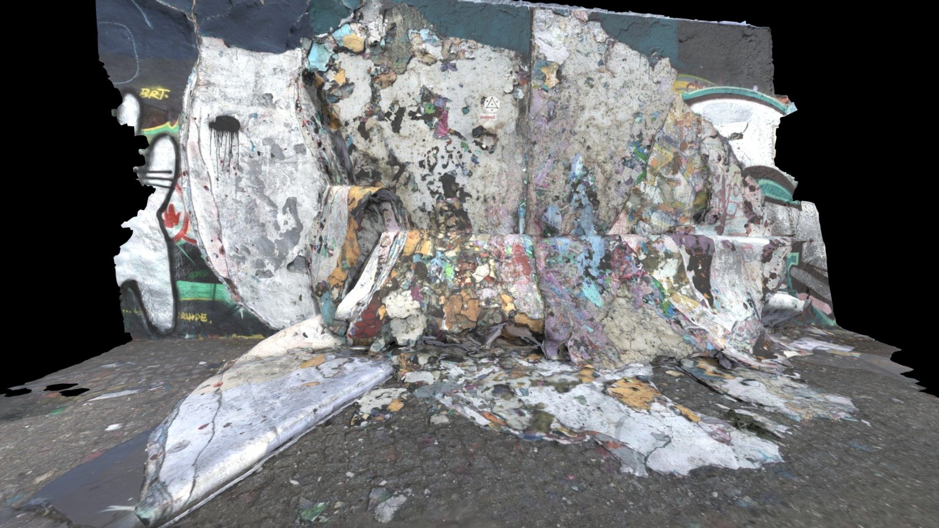 Mauerpark graffiti wall layers felled down - Download Free 3D model by ...
