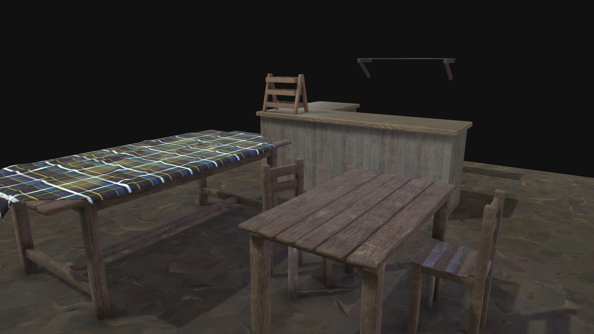 Rustic Wood Furniture Assets - Download Free 3D model by Wardster ...