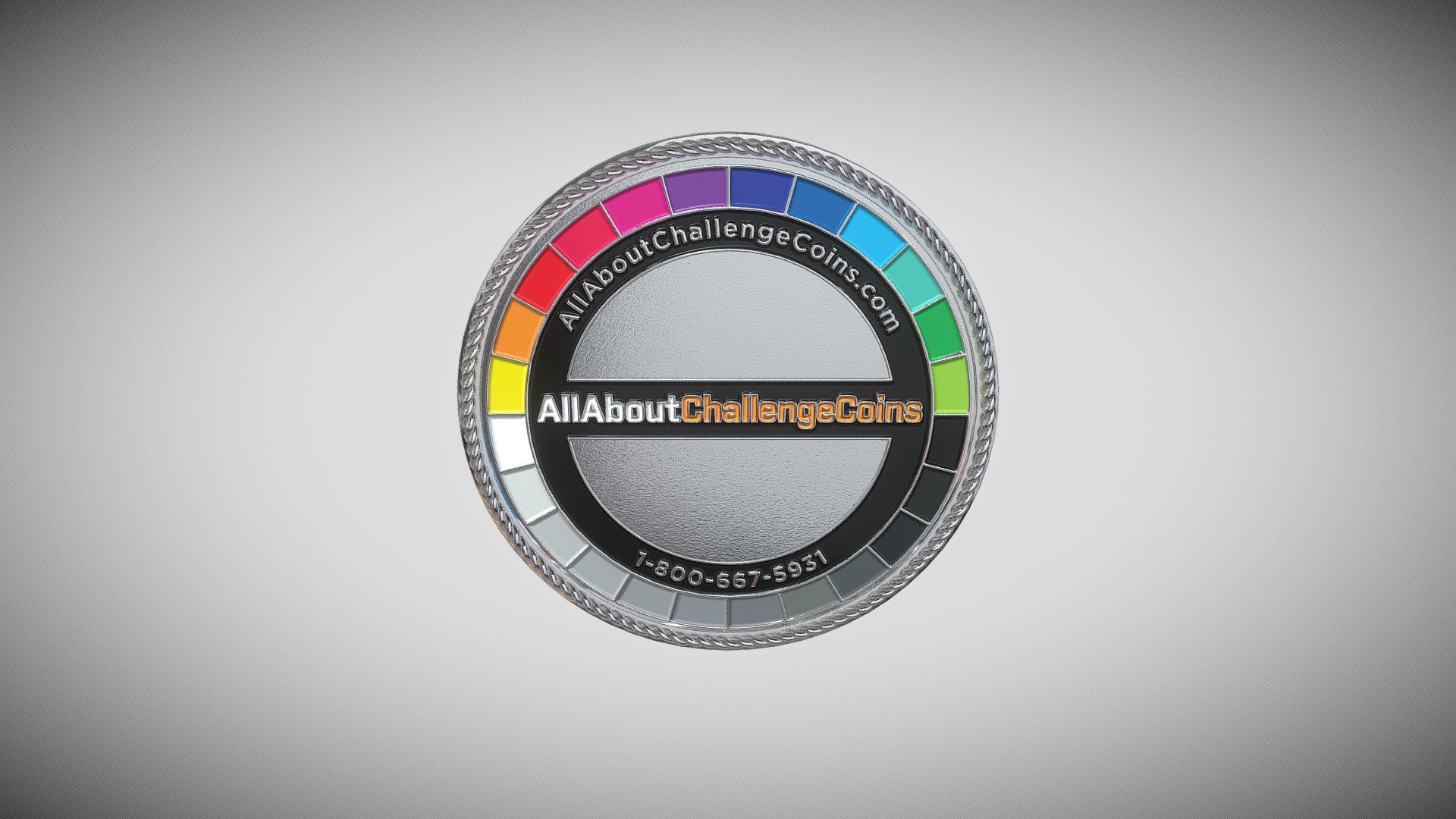 High Polished Silver Rope Edge Challenge Coin - 3D model by All About ...