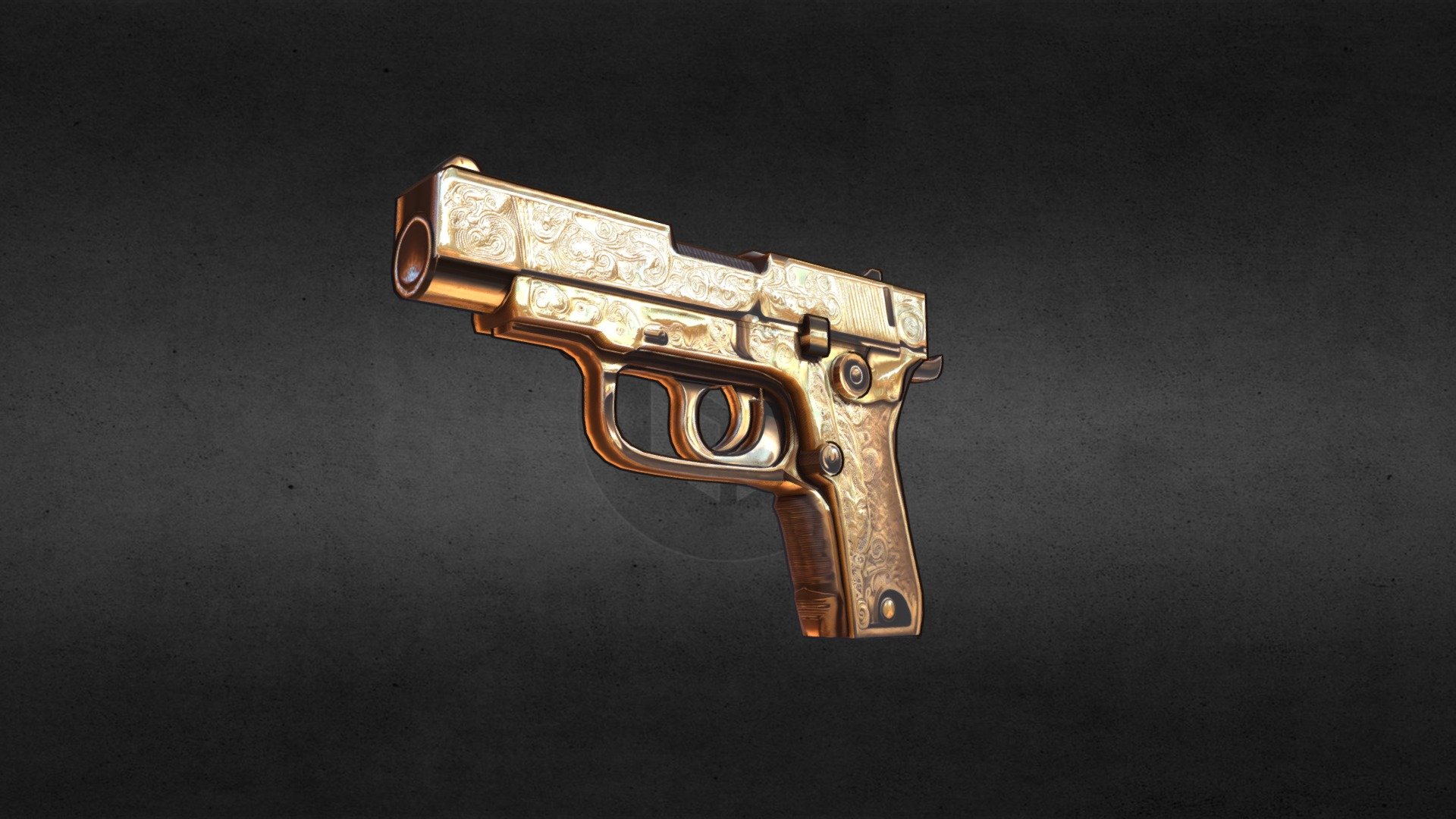 Cartoon golden hand gun (low poly, stylized) - Buy Royalty Free 3D ...
