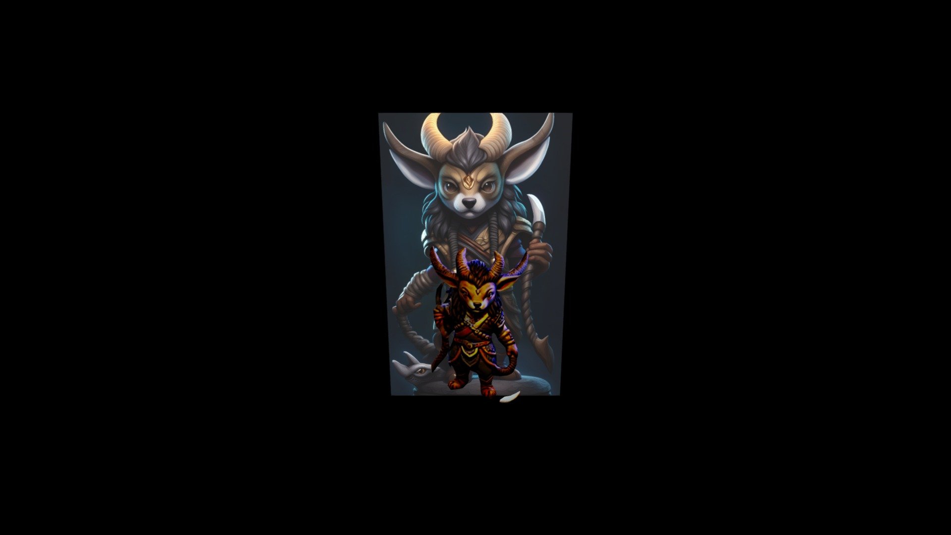 Digital Art Cartoon Character with Horns and a - Download Free 3D model ...