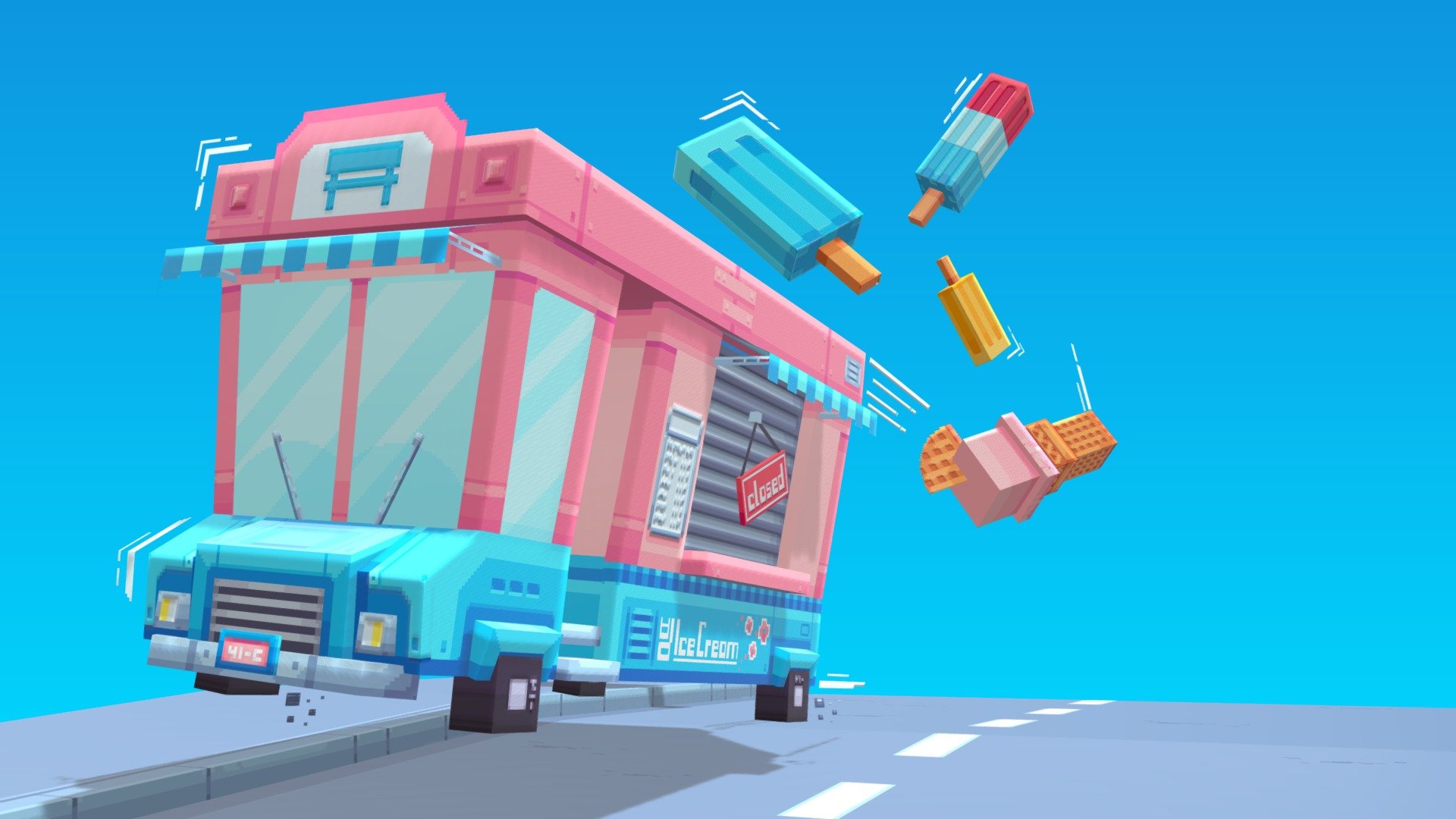 Ice Cream truck - Blockbench Splash Art Contest - 3D model by ...