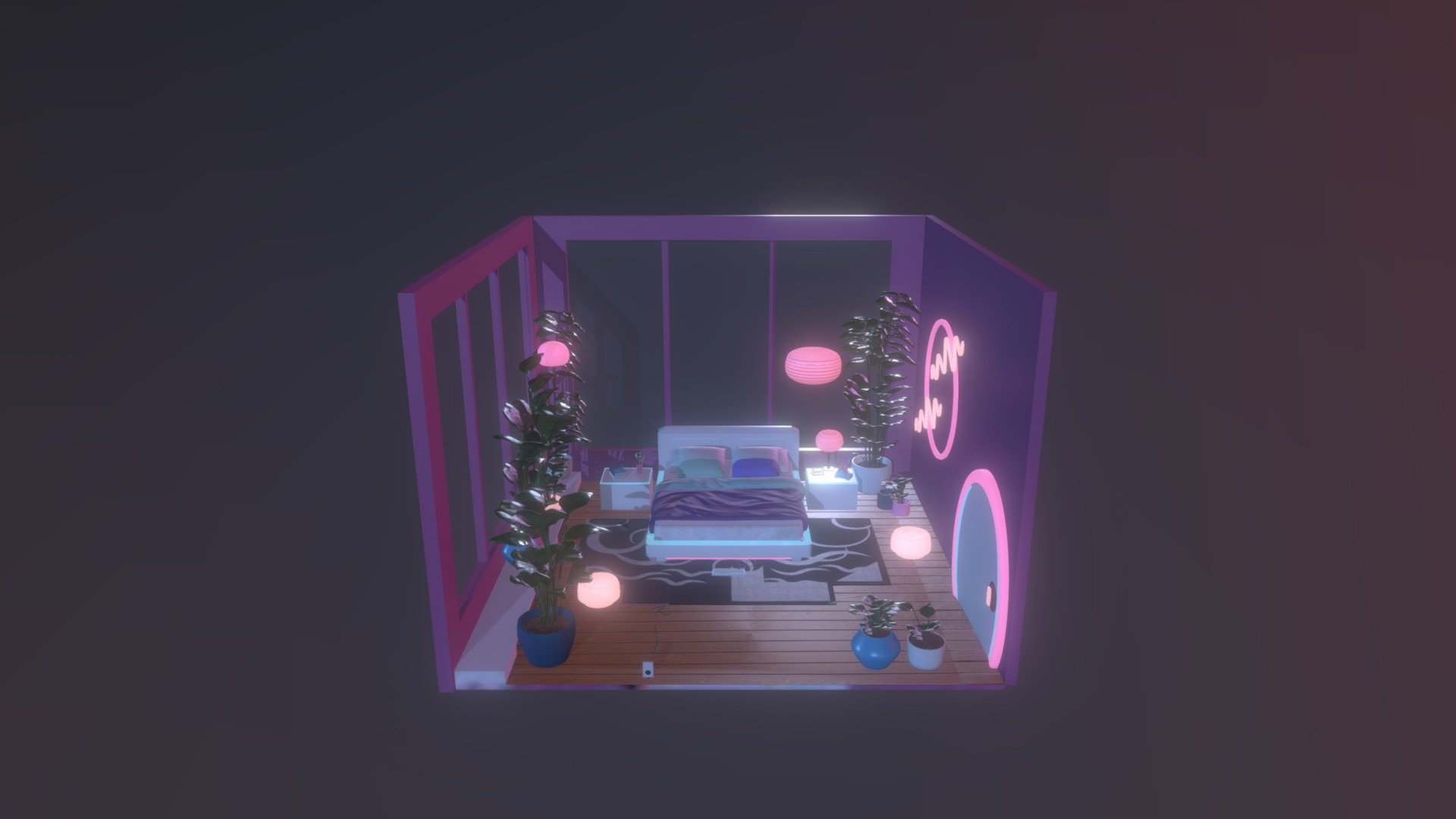 Neon Bedroom - 3D model by FLC_len (@FLClen) [a7b8642] - Sketchfab