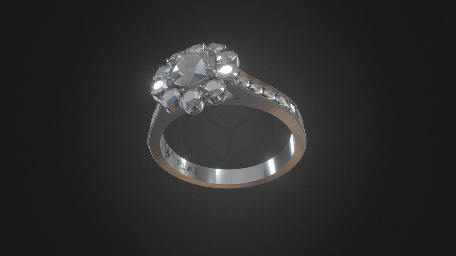 DIAMOND AND PLATINUM CLUSTER RING - 3D model by Williams Jewellers ...