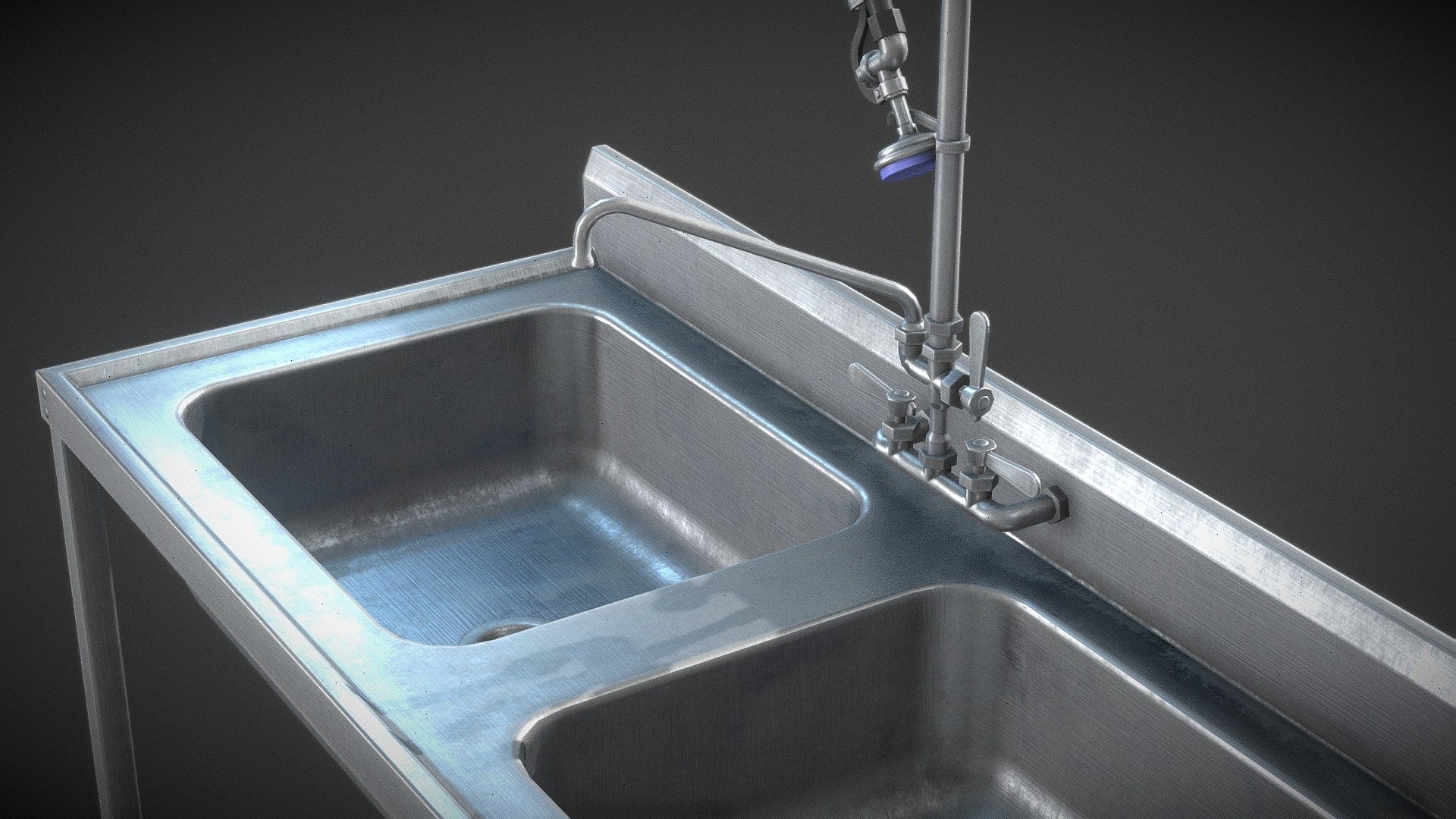 Restaurant Steel Sink - Buy Royalty Free 3D model by PixelPress [a7cb925] - Sketchfab Store