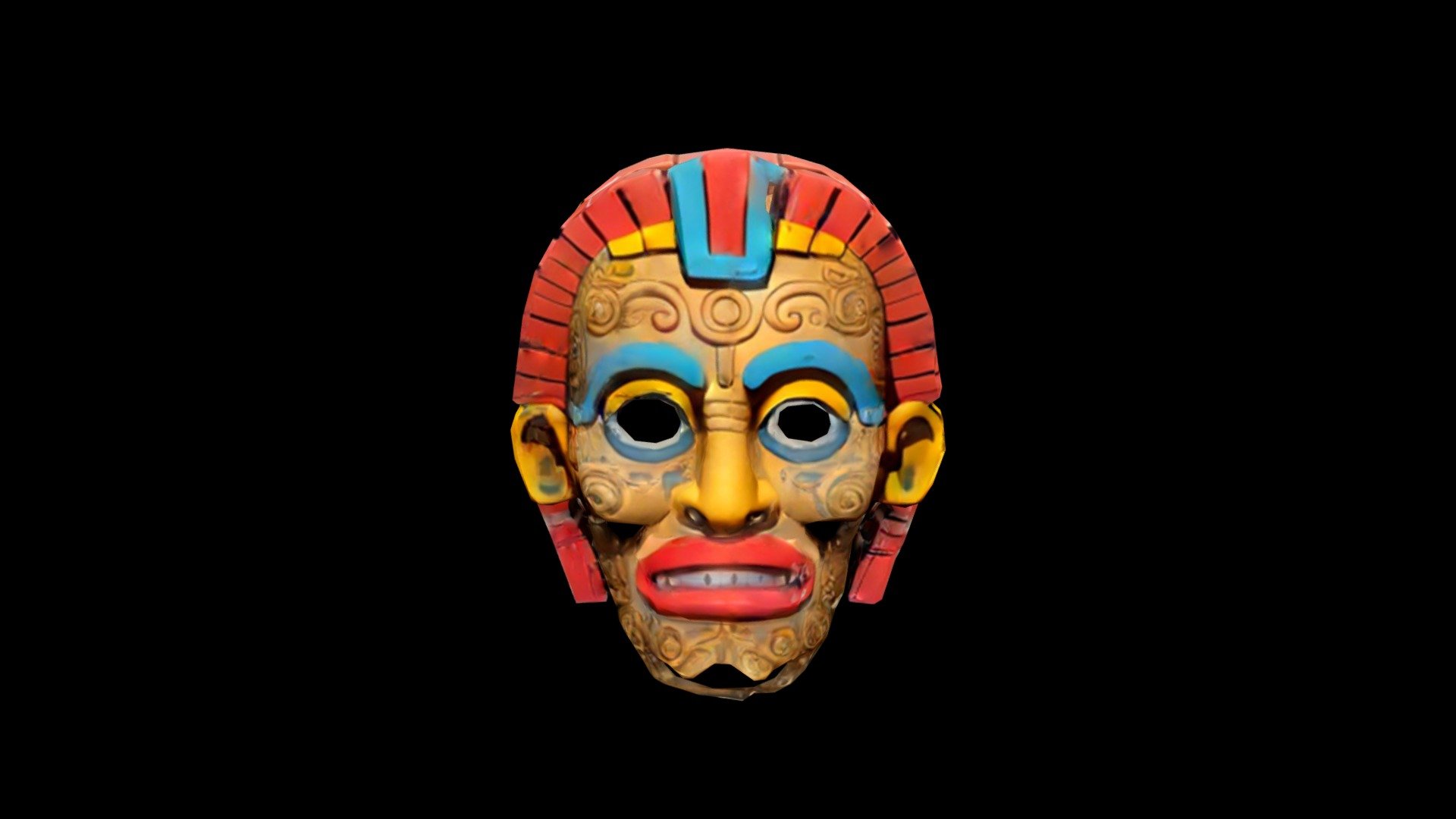 A colorful mask with red, yellow, and blue detai - Download Free 3D ...