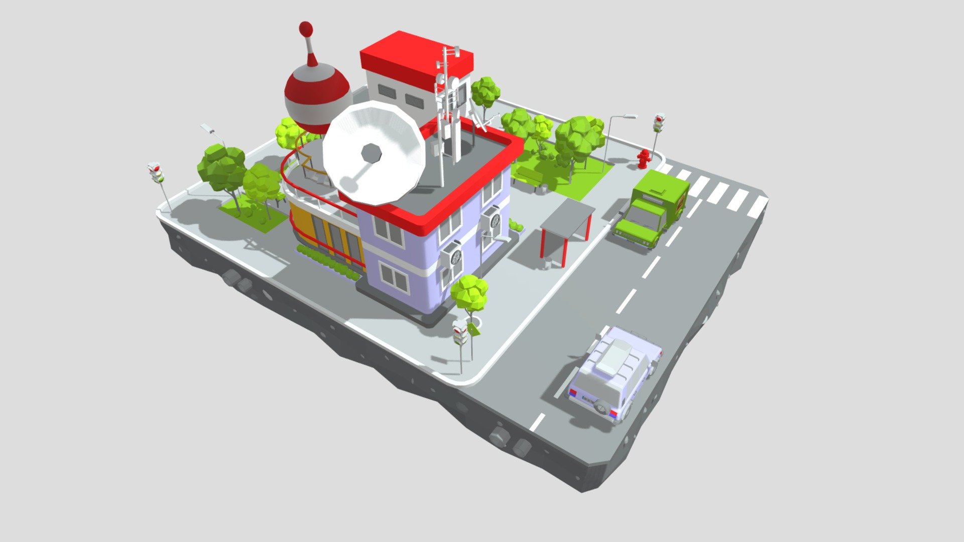 Science Center Block from Cartoon Low Poly City - Buy Royalty Free 3D ...