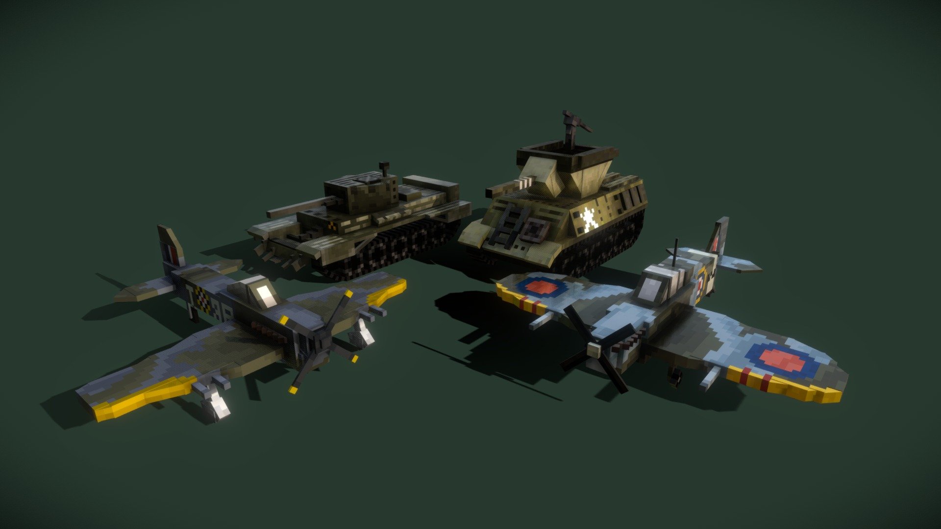 war tanks & planes toy set - 3D model by Artbor [a82b534] - Sketchfab
