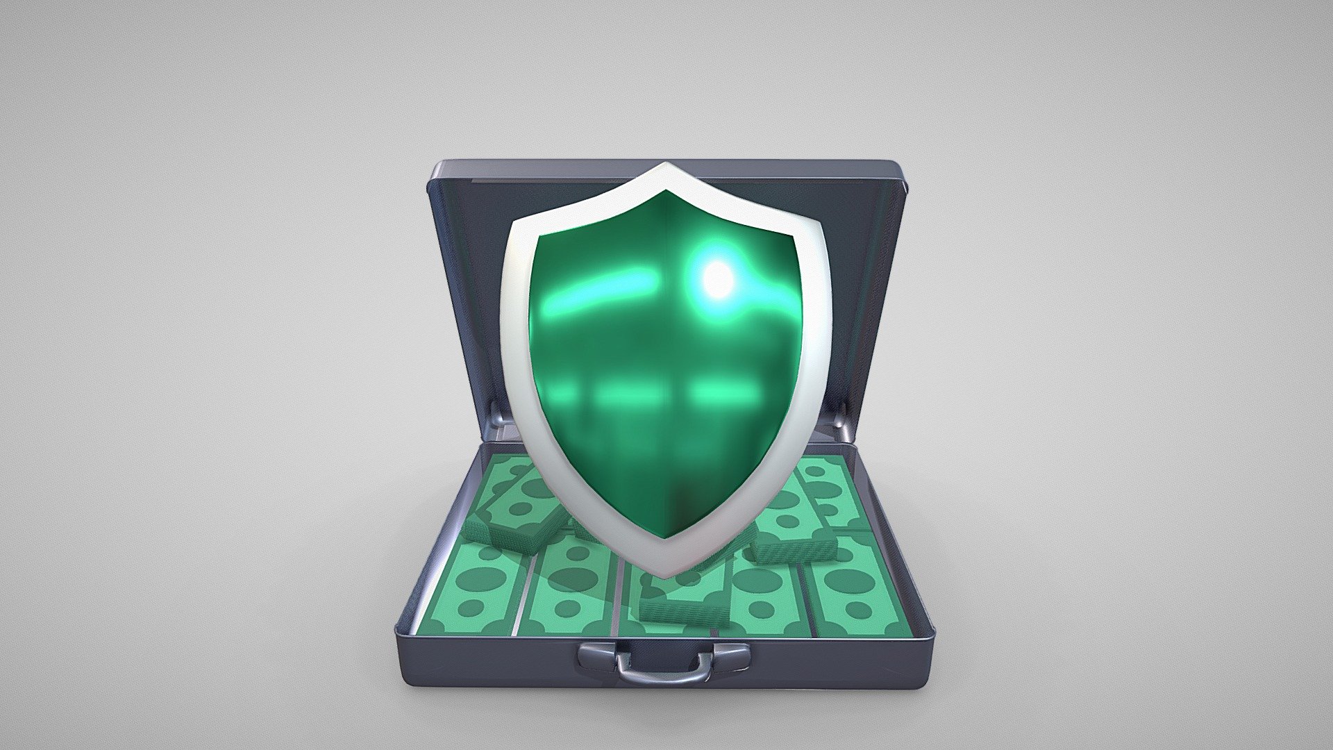 Money protection, case, dollars, shield 3D model - Buy Royalty Free 3D ...