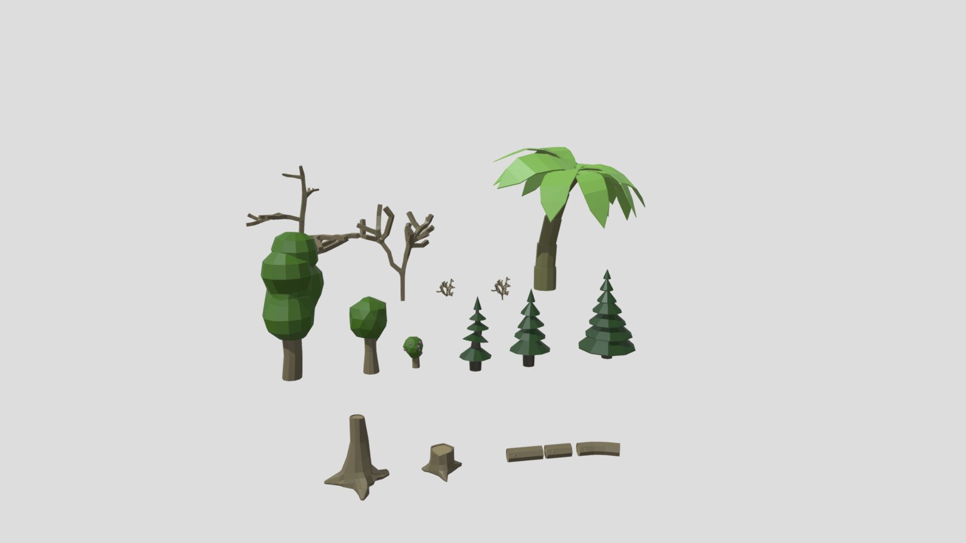Trees and bushes - 3D model by Pukaciu [a837f88] - Sketchfab