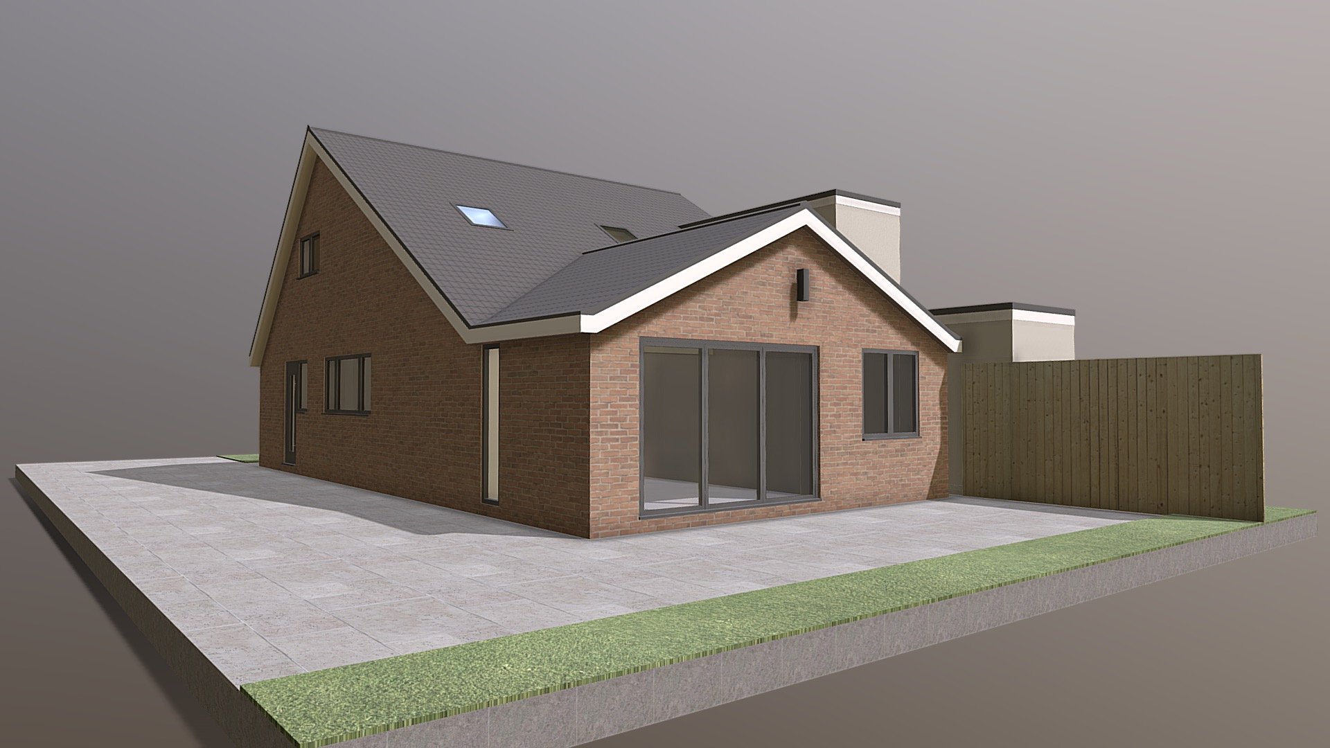 Rear Single-Storey Extension - Gable Roof 4.0M - 3D model by Somerset ...