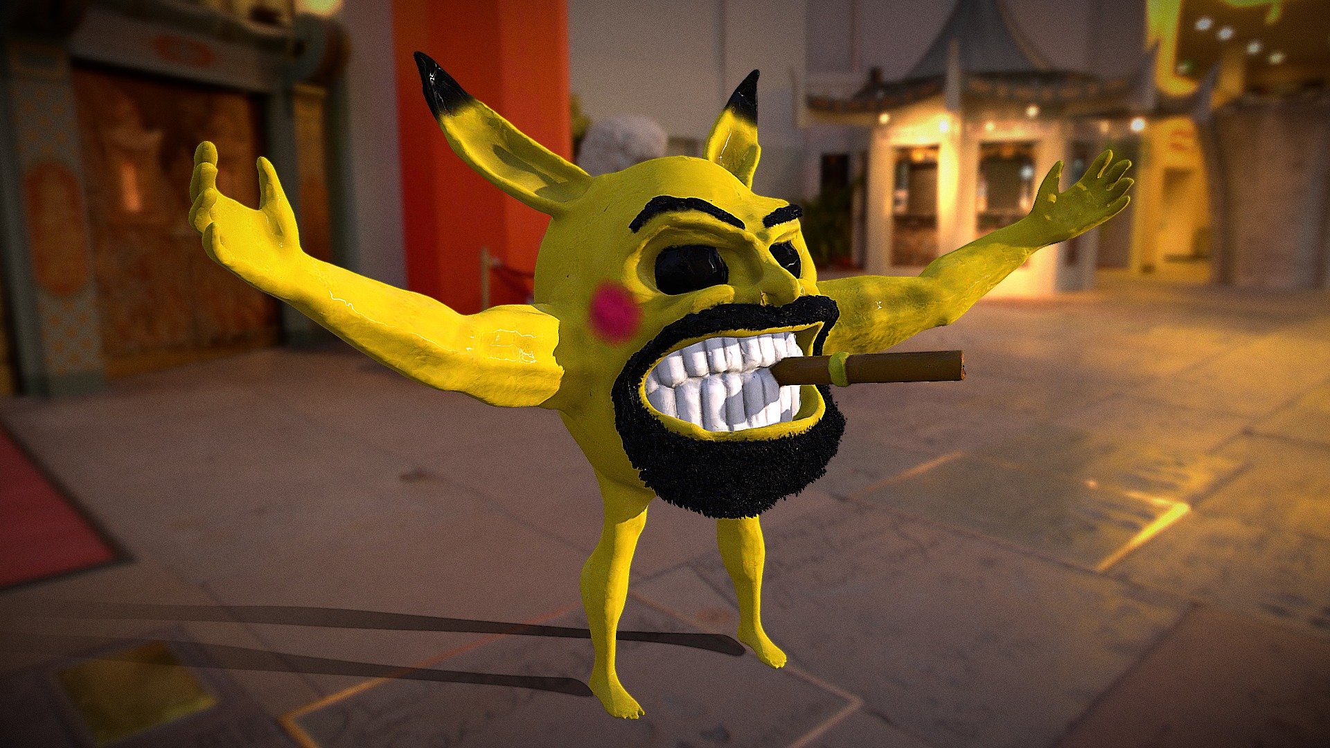 Tough Guy Pikachu - Download Free 3D model by ...