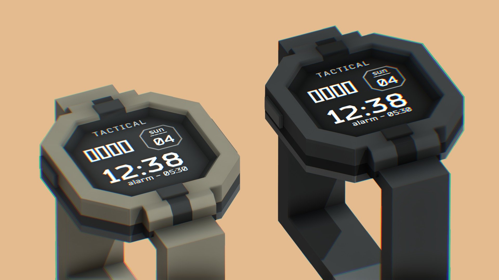 Low Poly Digital Wristwatch #2 - 3D model by sensitisation [a840e32 ...