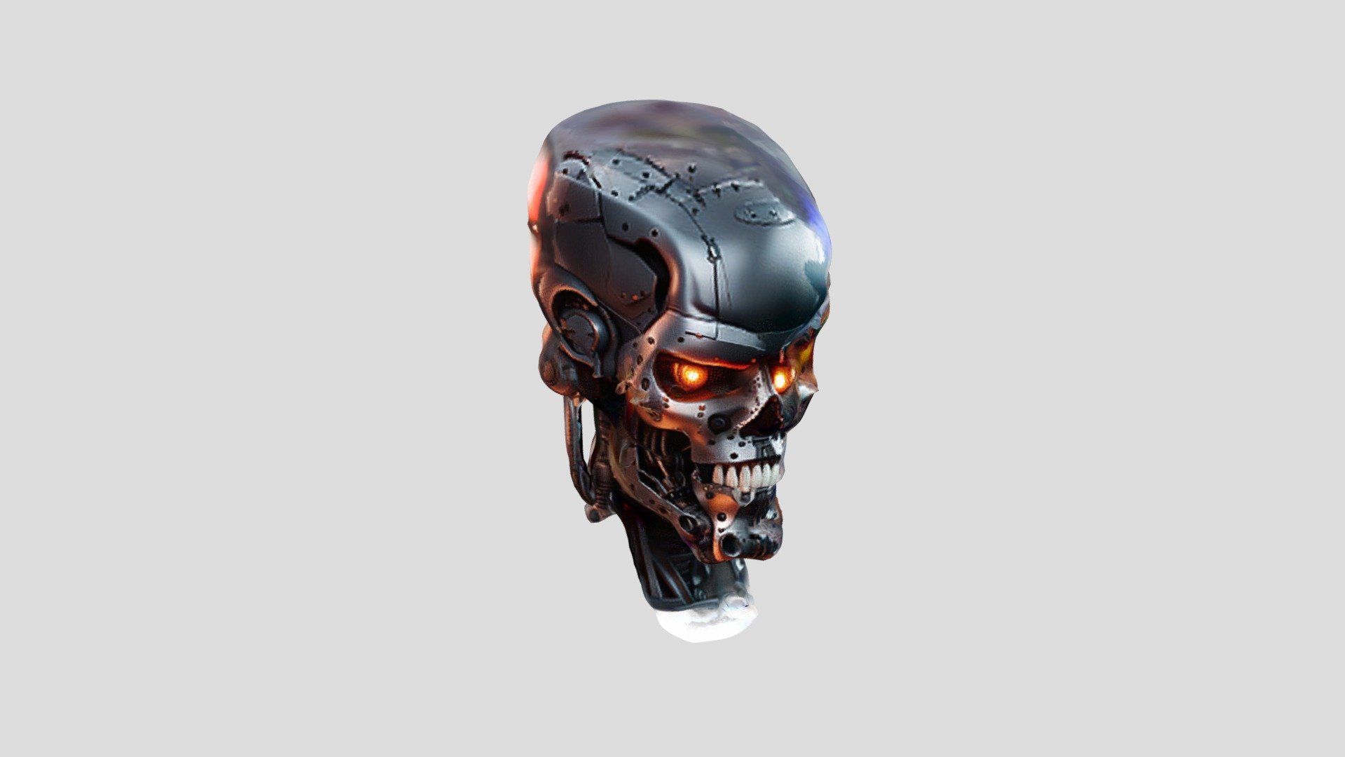 Terminator skull with glowing red eyes - Download Free 3D model by ...