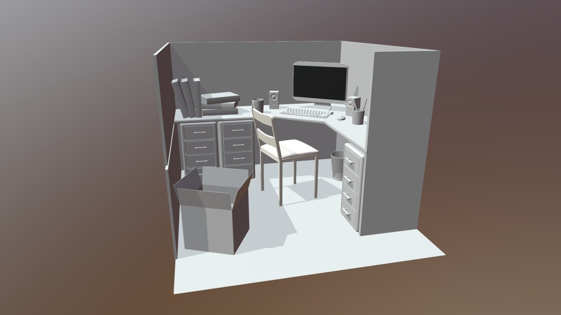 Cubicle Desk Set - 3D model by metasaber [a851b72] - Sketchfab