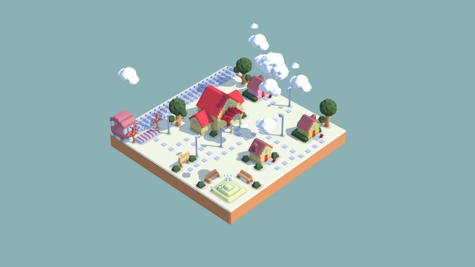 Morning Town - Download Free 3D model by nicolekeane [a8570ff] - Sketchfab