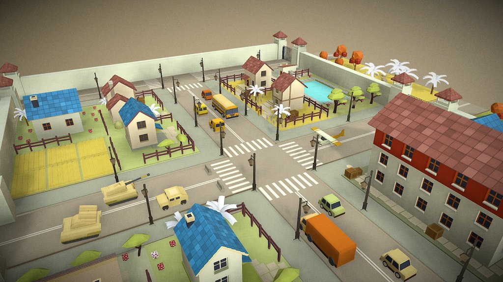 SimpleTown - 3D model by zbit (@t9t9) [a859e85] - Sketchfab