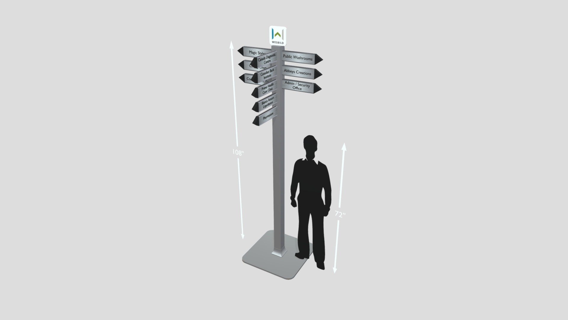 Directional Sign Post V3 - 3D model by Can West Legacy Inc. 3D Sept ...