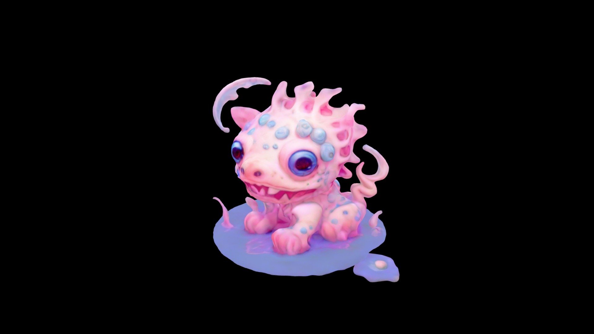 a pink creature with blue spots and bobbles all - Download Free 3D ...