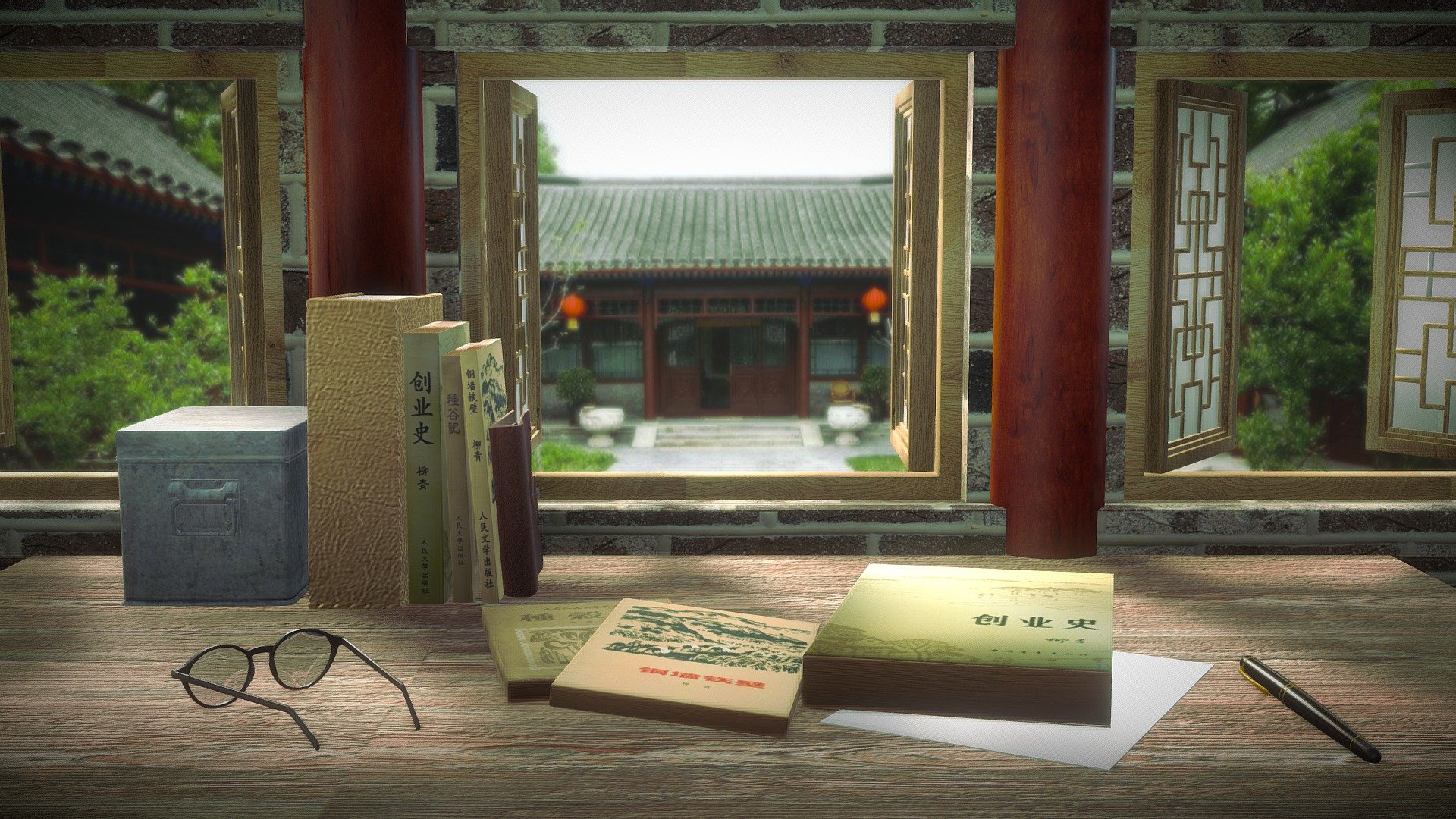 desktop window Chinese style window scene - Buy Royalty Free 3D model ...