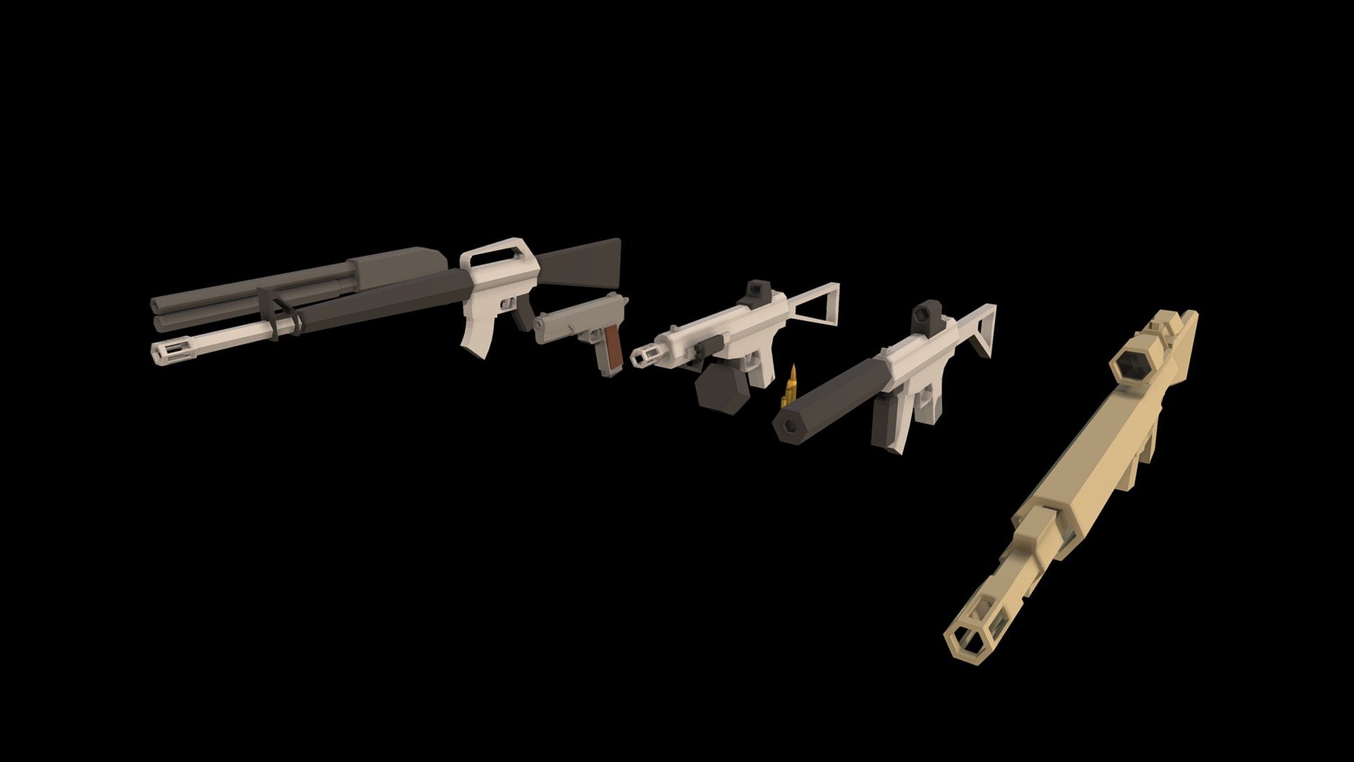Low Poly Gun Asset Pack - Download Free 3D model by Bl4ckGh0st [a89fb09 ...