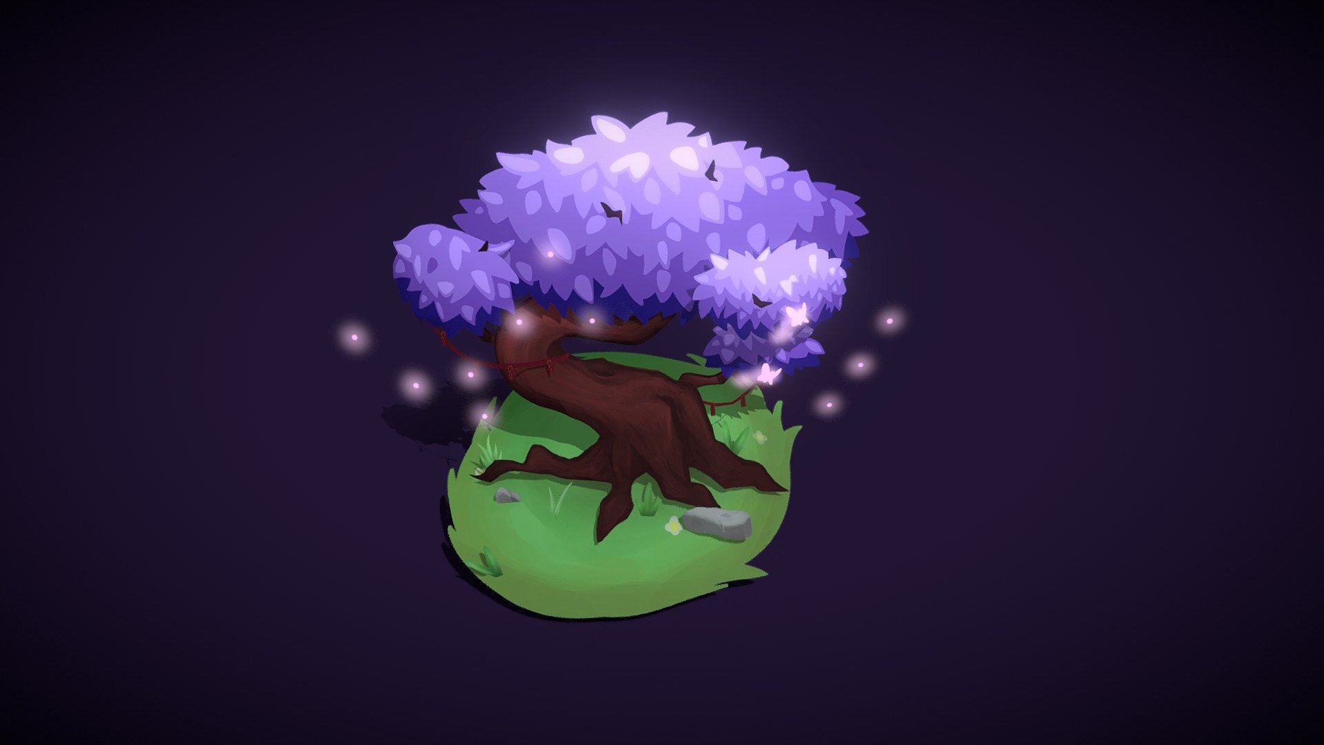 Tree of Wisdom | Stylized 2.5D Handpainted Tree - 3D model by Vini ...