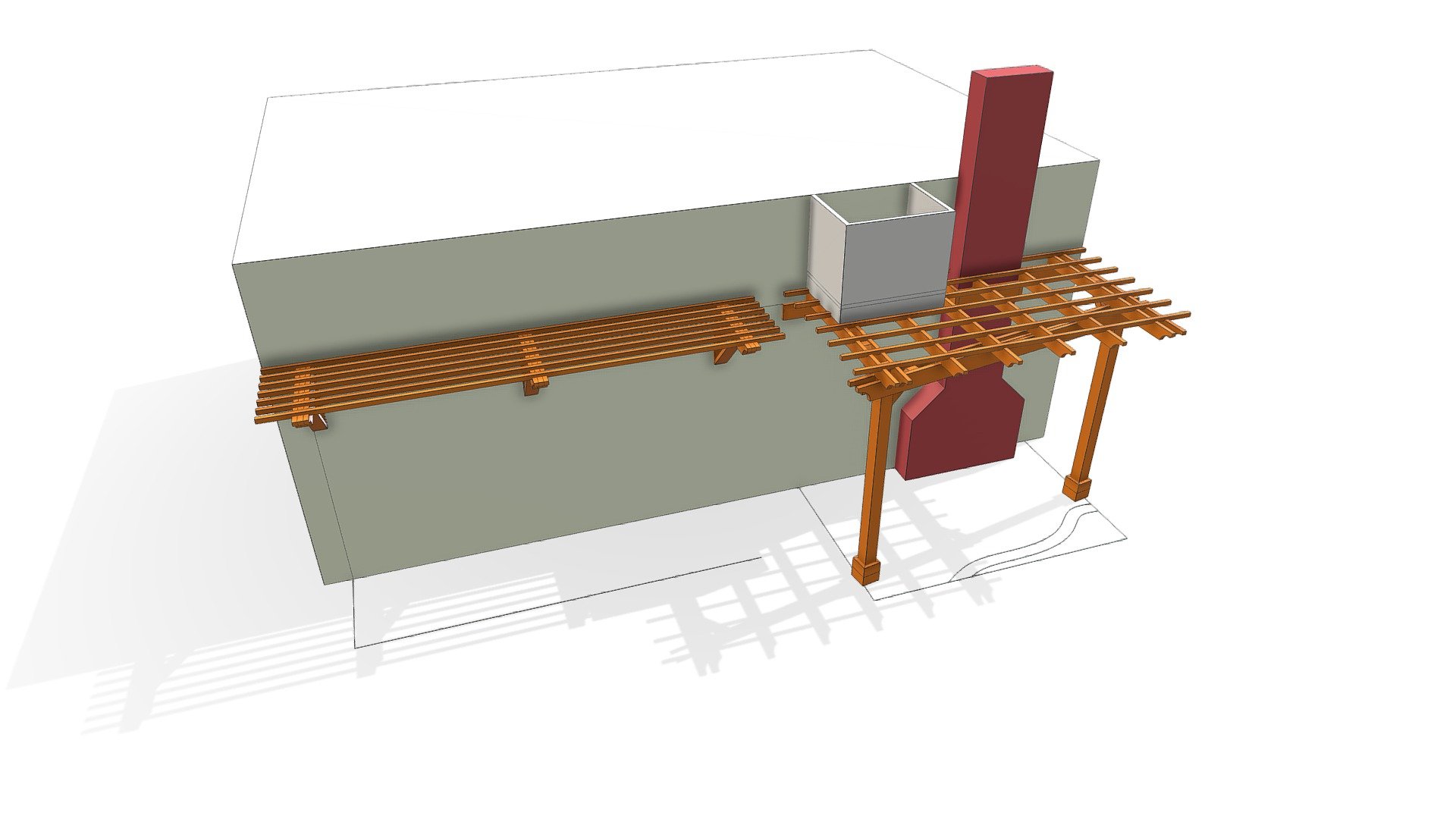 Custom Attached Pergola & Trellis - 3D model by Conceptual Engineering ...
