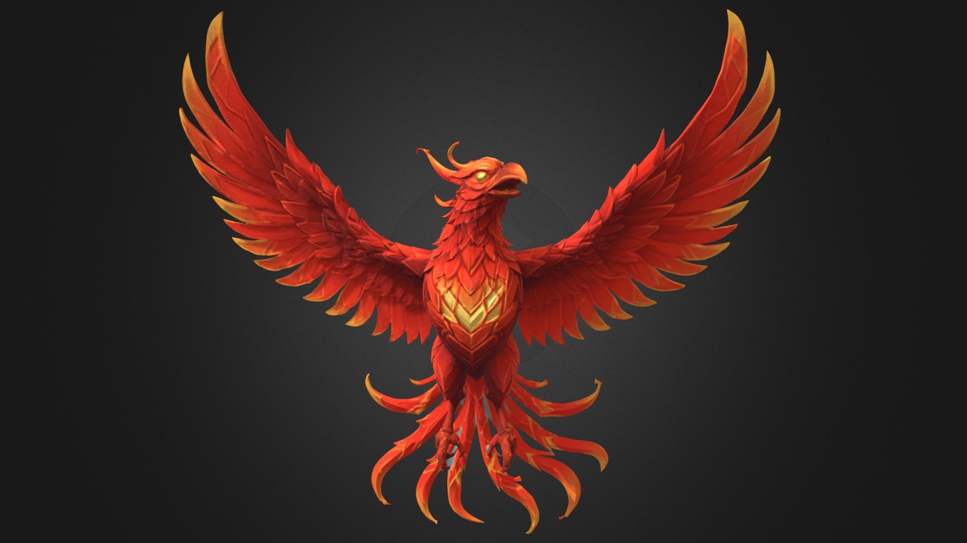 Majestic Red Phoenix - 3D model by Pigcraft (@s8819296) [a8e3763 ...