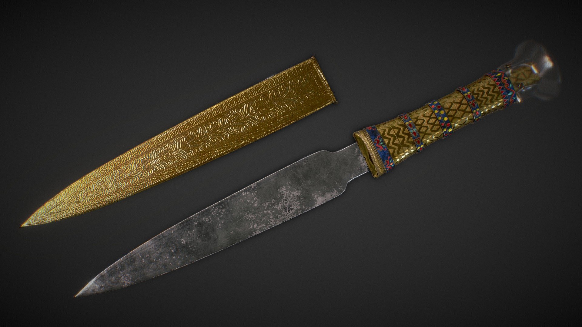 tutankhamun dagger - 3D model by EGYAntiquities [a8f7b92] - Sketchfab