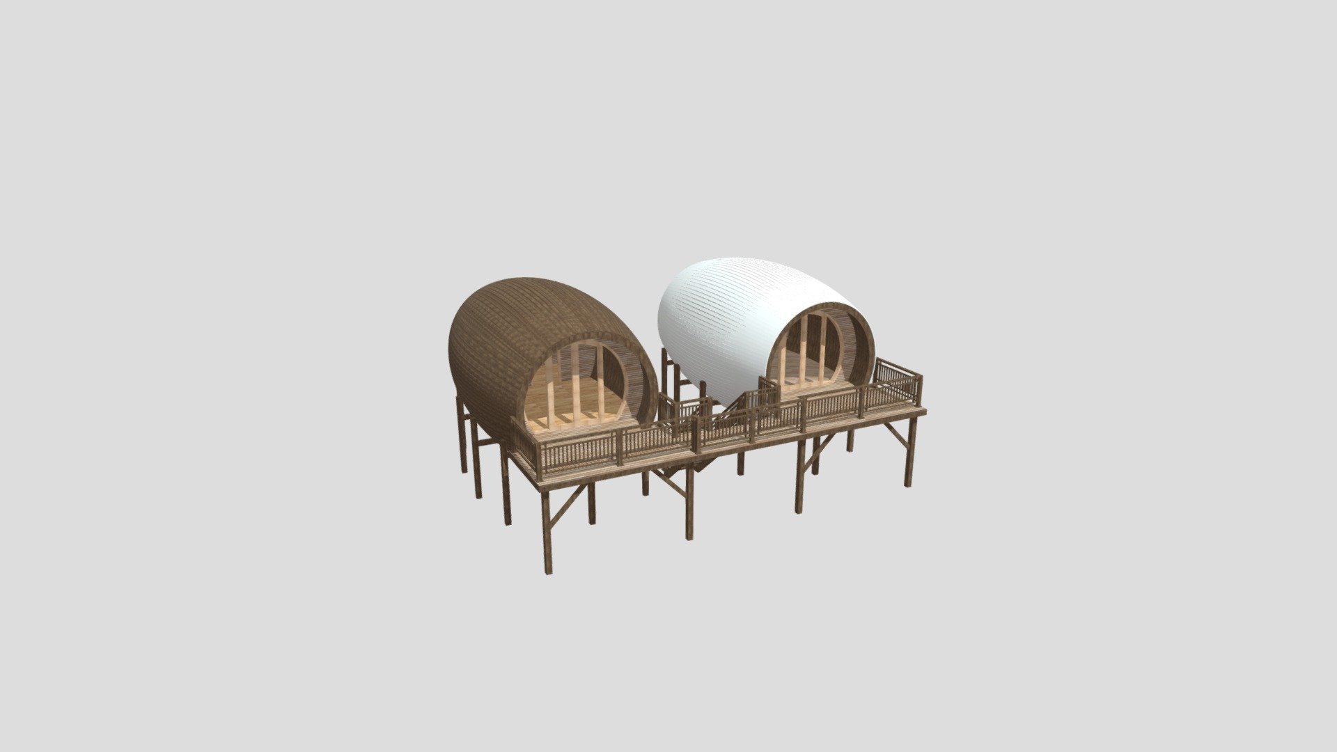 glamping twin pod Low-poly 3D model - 3D model by damicelo [a900c63 ...