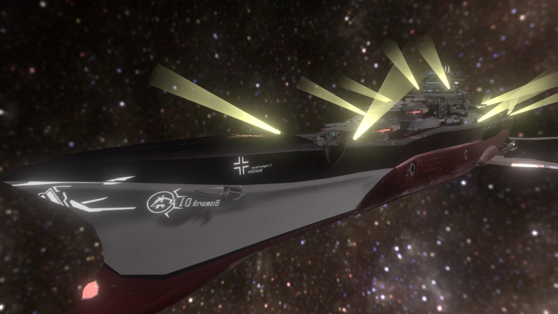 Sci-fi Bismarck warship + animation / 科幻戰列艦 - Download Free 3D model by ...