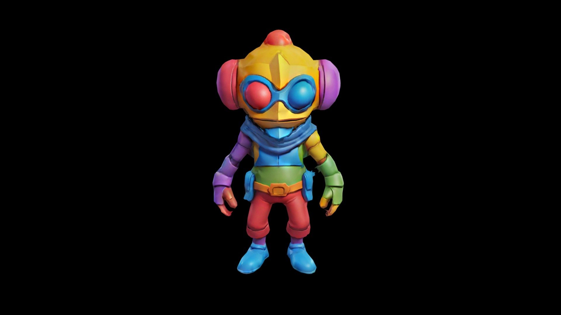 A colorful character with a big head, large eyes - Download Free 3D ...
