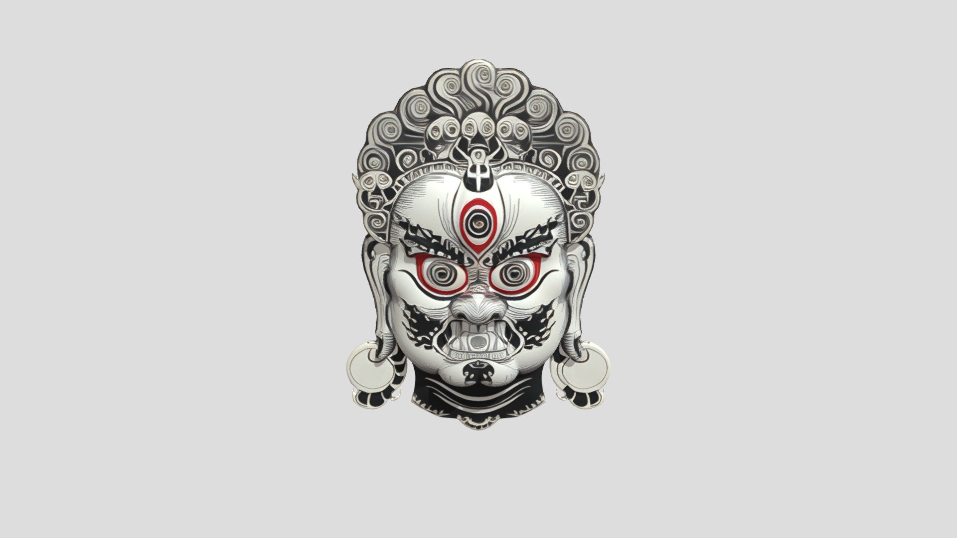 intricate deity mask with patterns - Download Free 3D model by Ashim ...