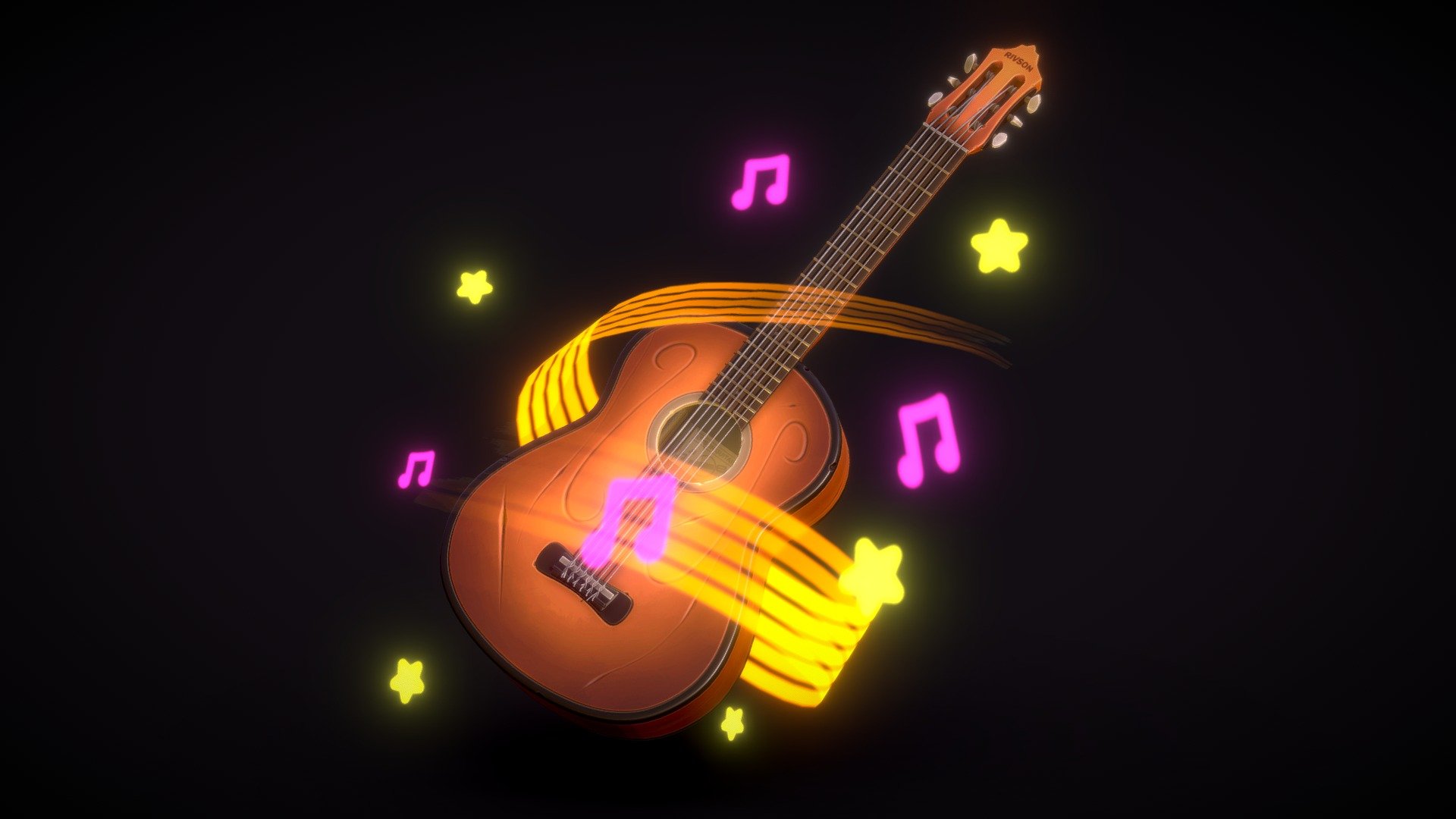 Stylized Acoustic Guitar - 3D model by Agustín Hönnun (@Agustin_Honnun ...