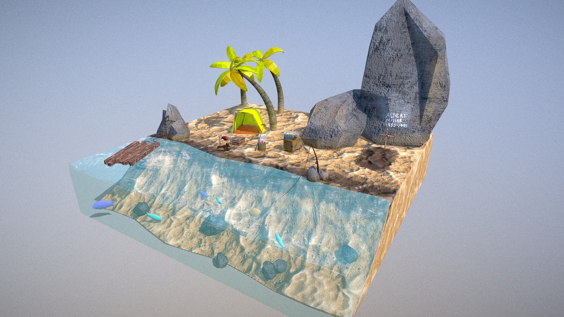Cast Away Beach Diorama - Download Free 3D model by Neil B (@Neil-B ...