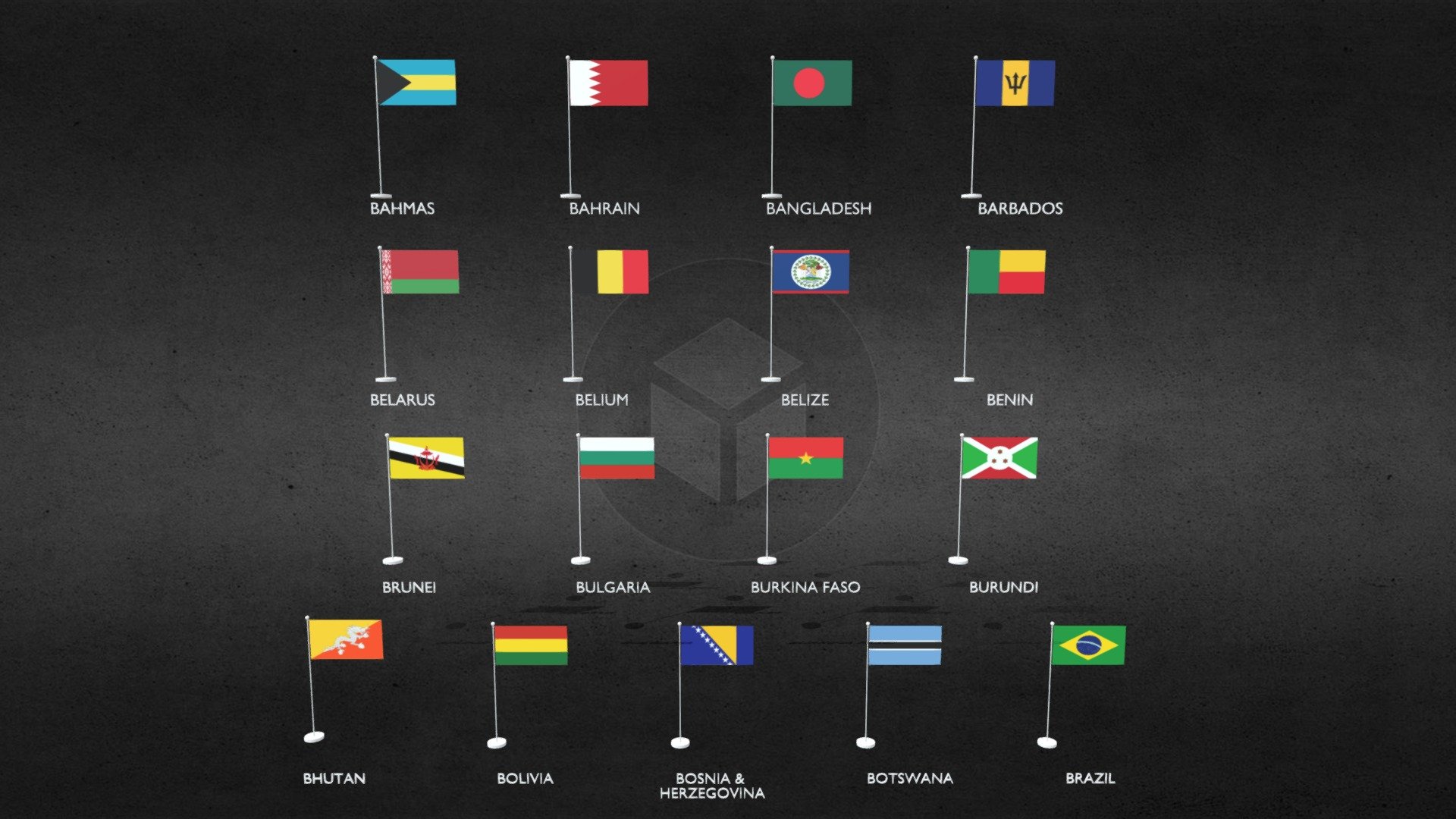 Alphabet " B " All Country Flag - 3D model by Digital DNS Techlab ...