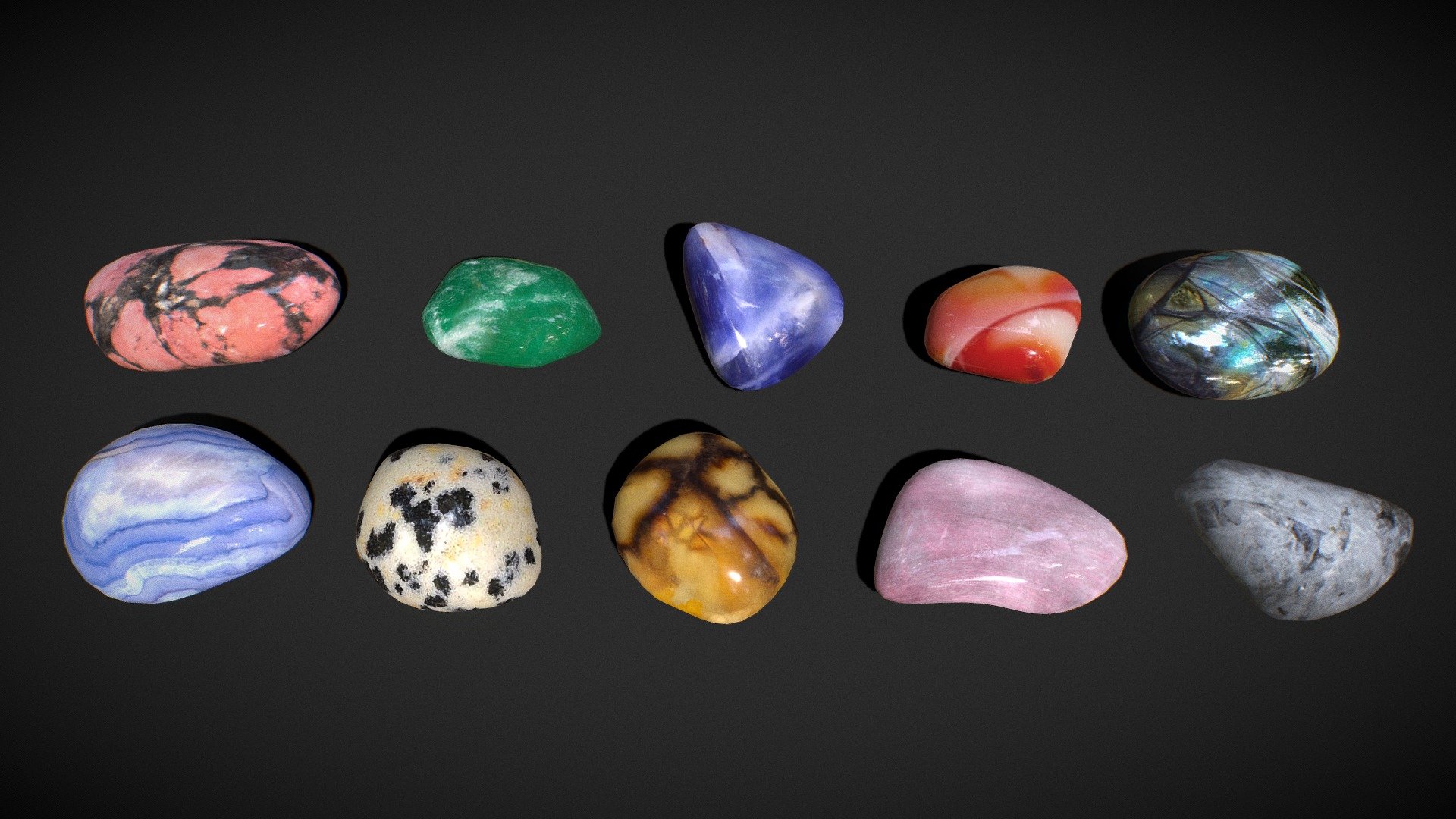 Polished Gemstones / Tumbled Minerals - low poly - Buy Royalty Free 3D ...