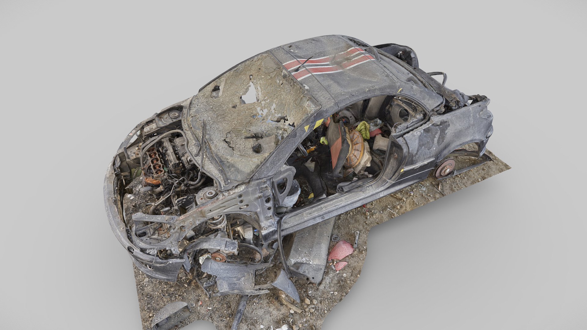Abandoned car wreck - Peugeot 206cc - Buy Royalty Free 3D model by ...