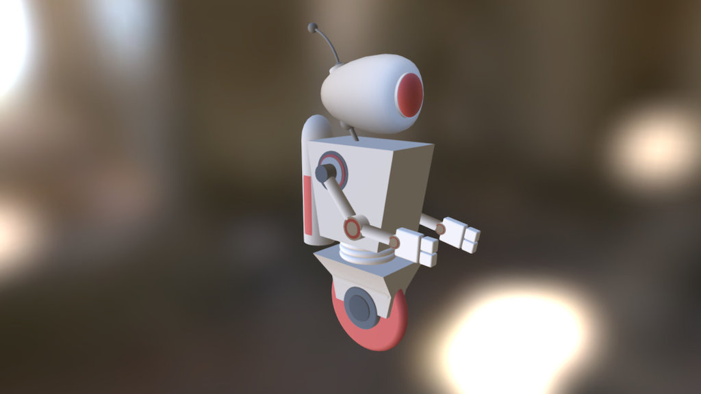 White and red little robot - 3D model by Alexis (@Hellexy) [a95a46b ...