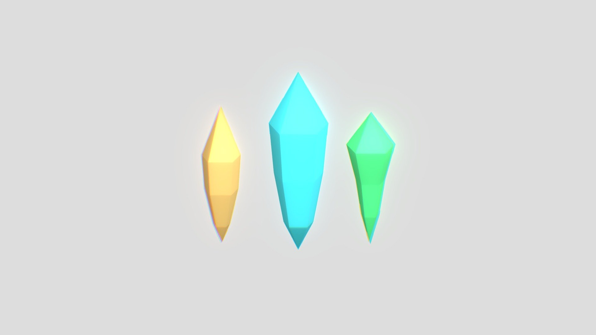 3 Low Poly Individual Long Crystals Seperate - Download Free 3D model ...