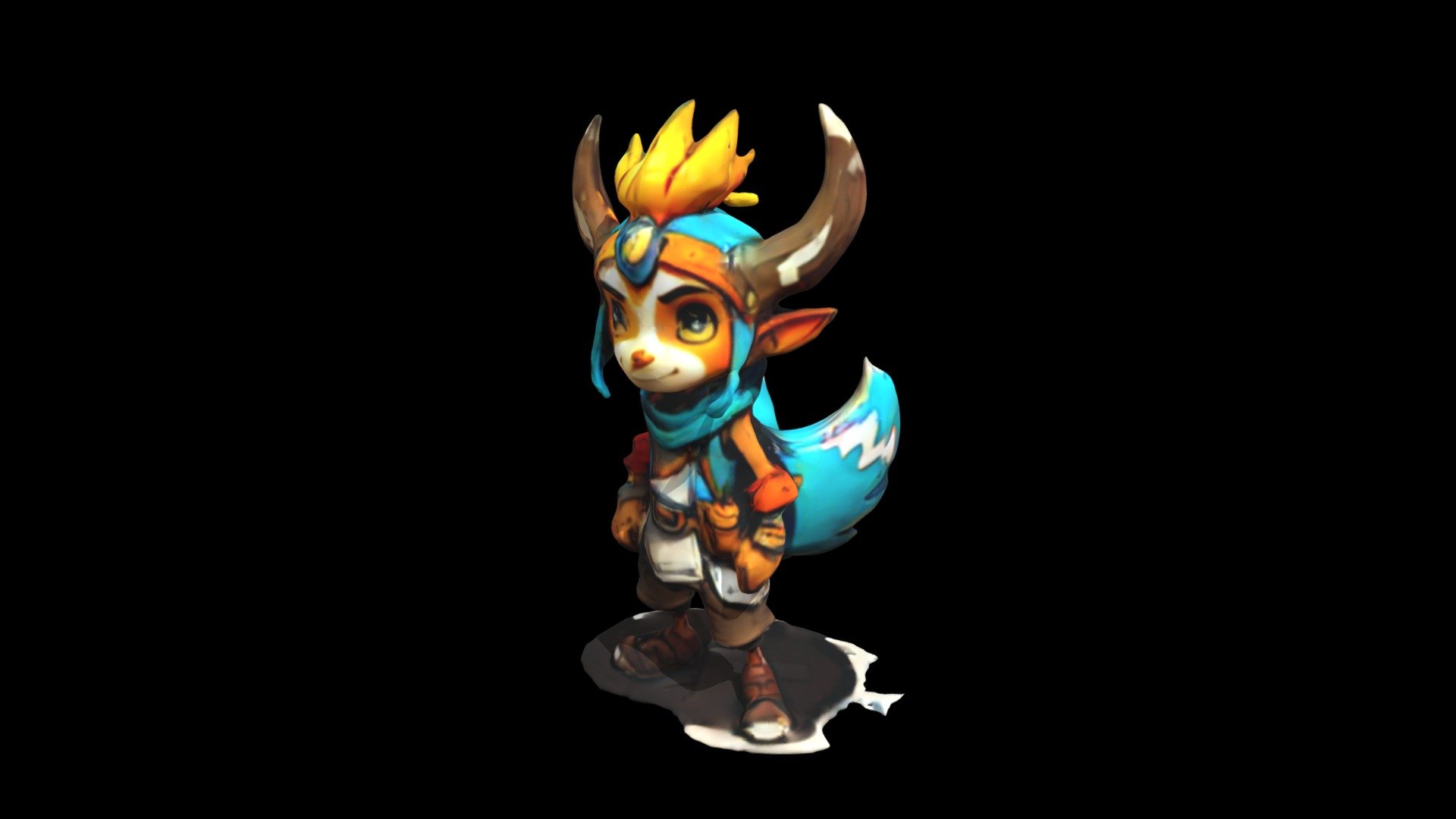 a cartoon character with horns and a blue tai - Download Free 3D model ...