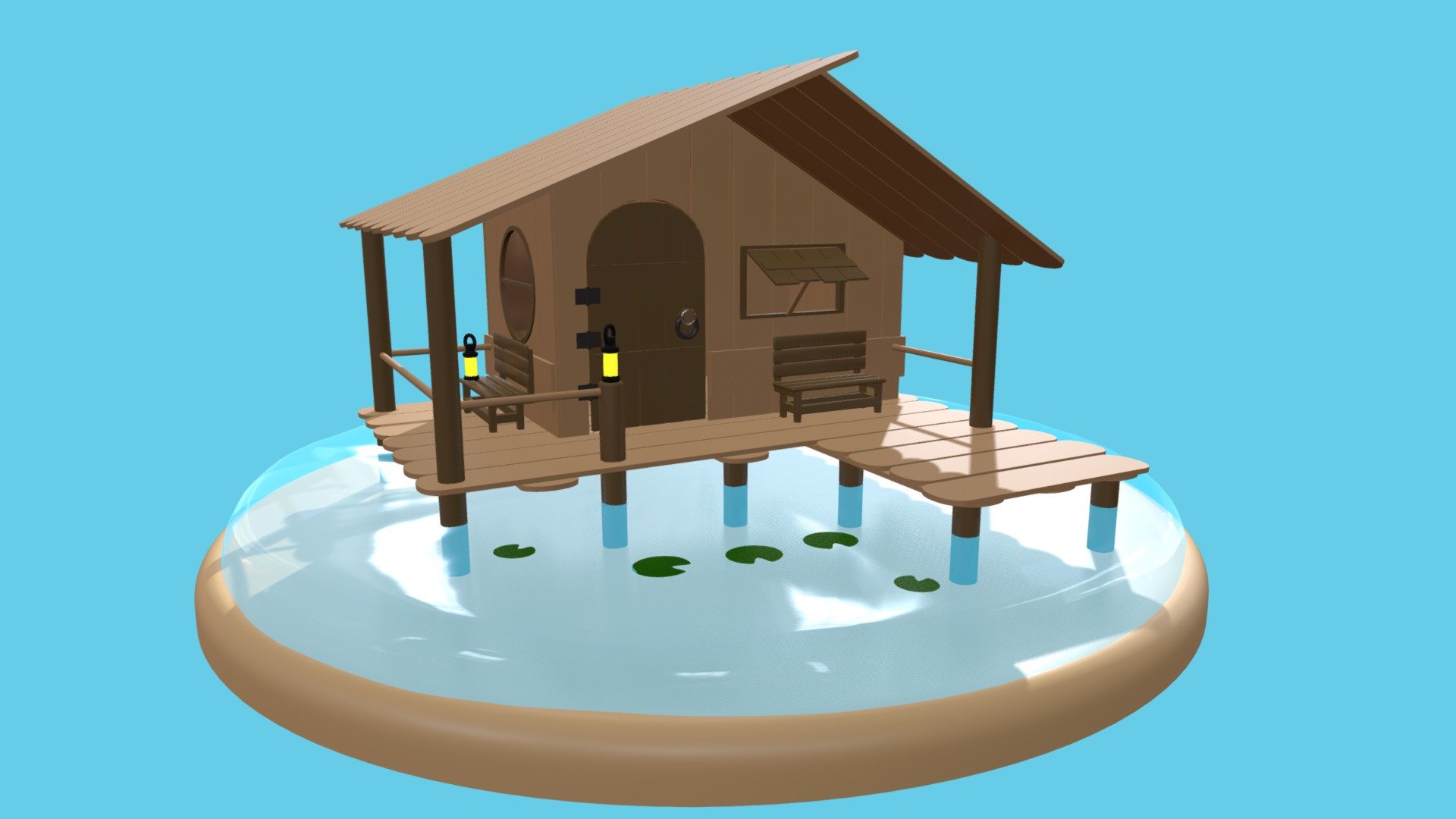 wooden swamp house - 3D model by kapraokaisub [a977eab] - Sketchfab