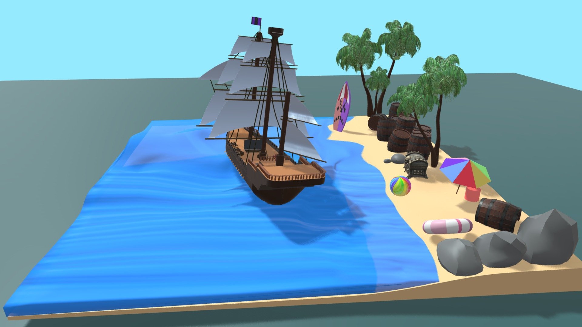 Beach Adventure Kit - 3D model by studiogurualpha [a97b37a] - Sketchfab