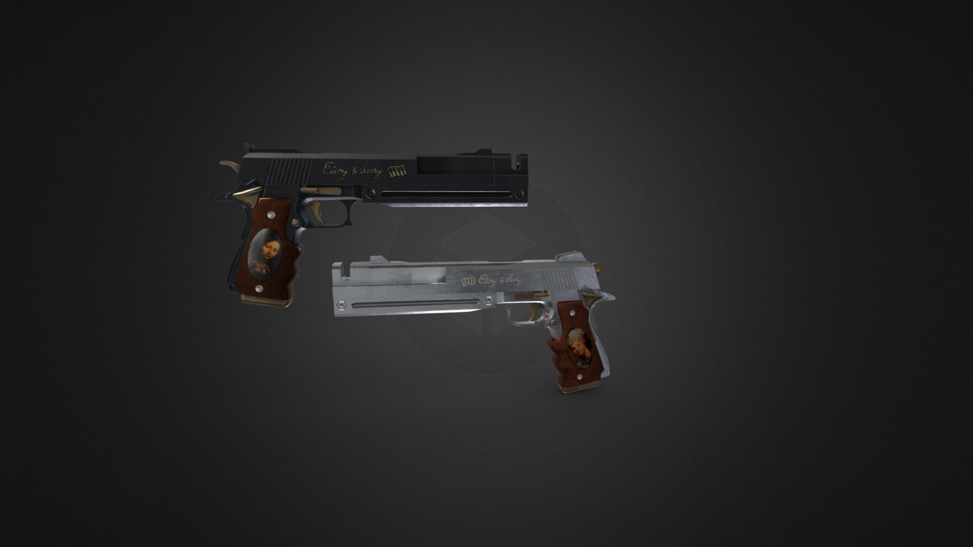 Modified Colts 1911 - Ebony & Ivory - 3D model by Joshua I. Dolores ...