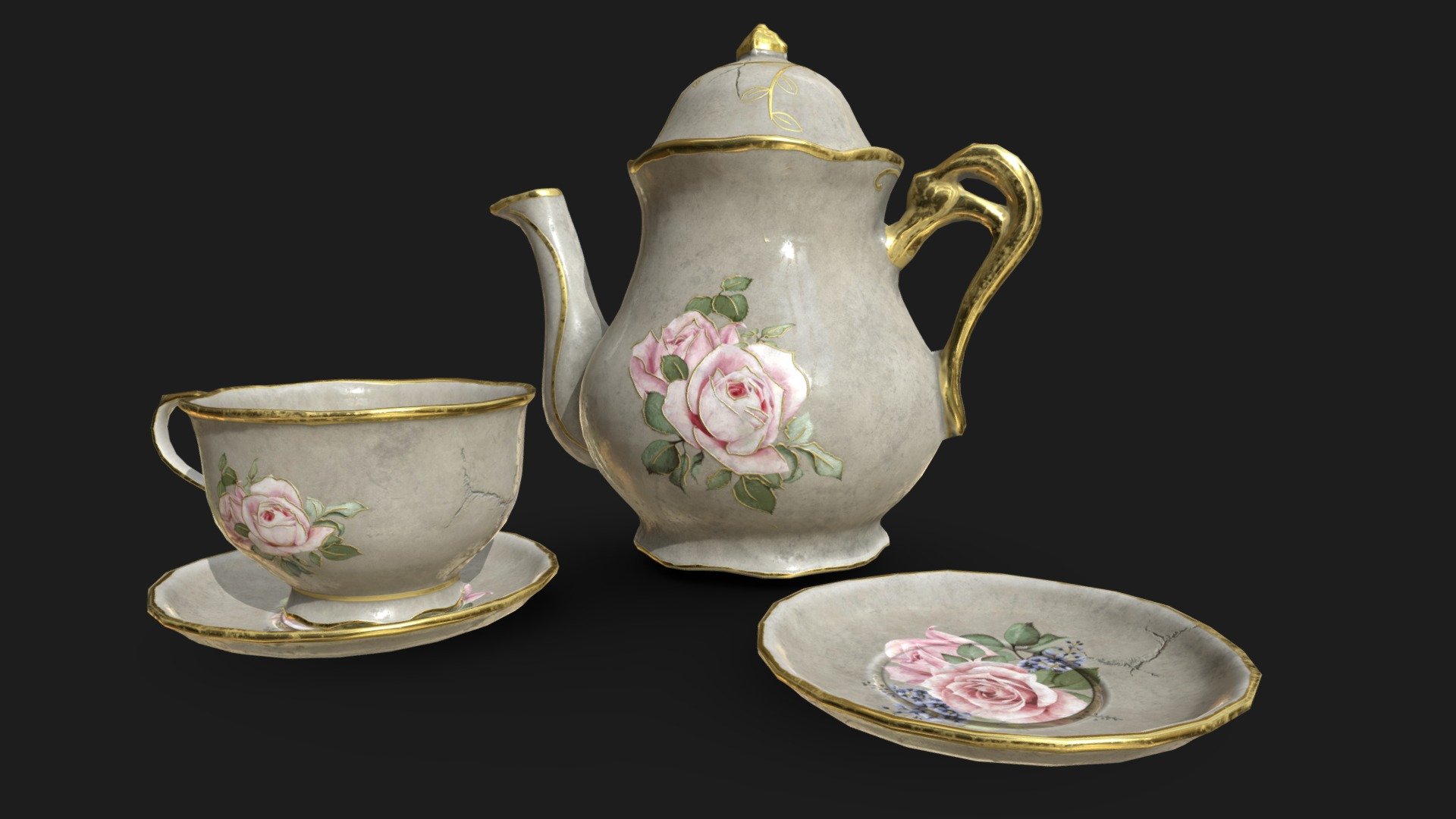 Porcelain Tea Set - Buy Royalty Free 3D model by ronindelmoral [a9a770f ...