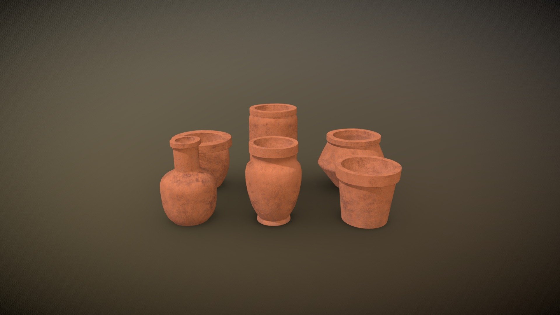 Clay Pots (bundle) - Download Free 3D model by Kamil.Fujarski [a9a9b4c ...