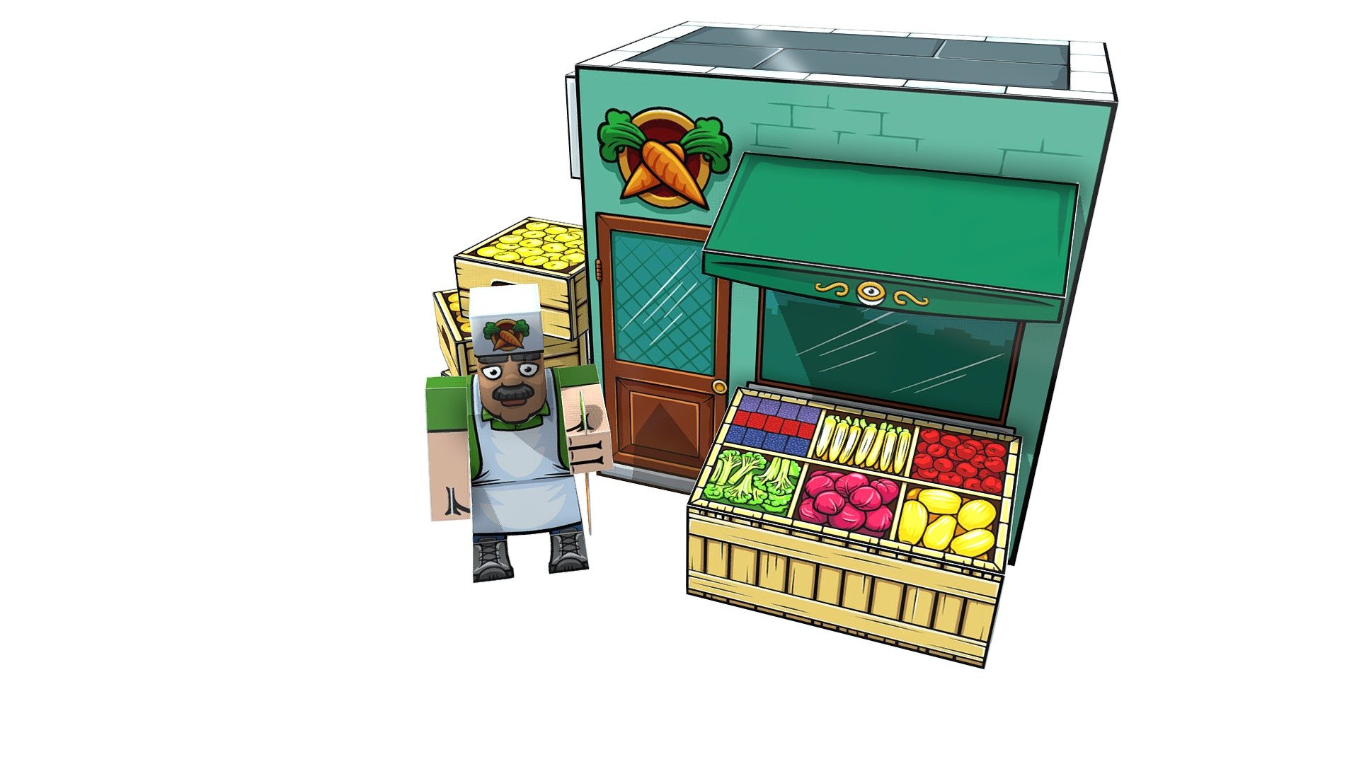 Vegetable Shop - 3D model by doodlepark [a9abe6c] - Sketchfab