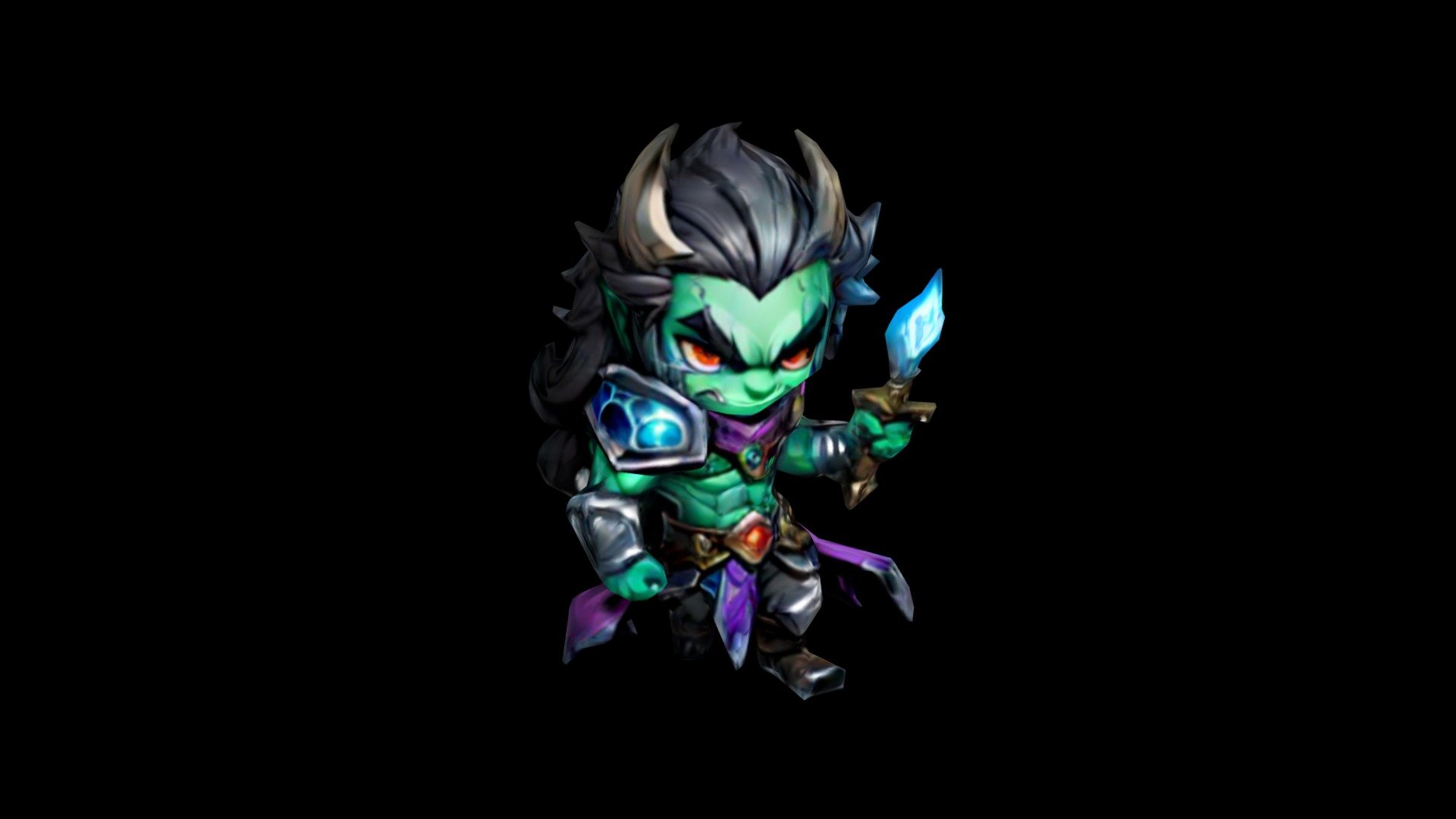 Chaotic green warrior with striking purple eyes - Download Free 3D ...