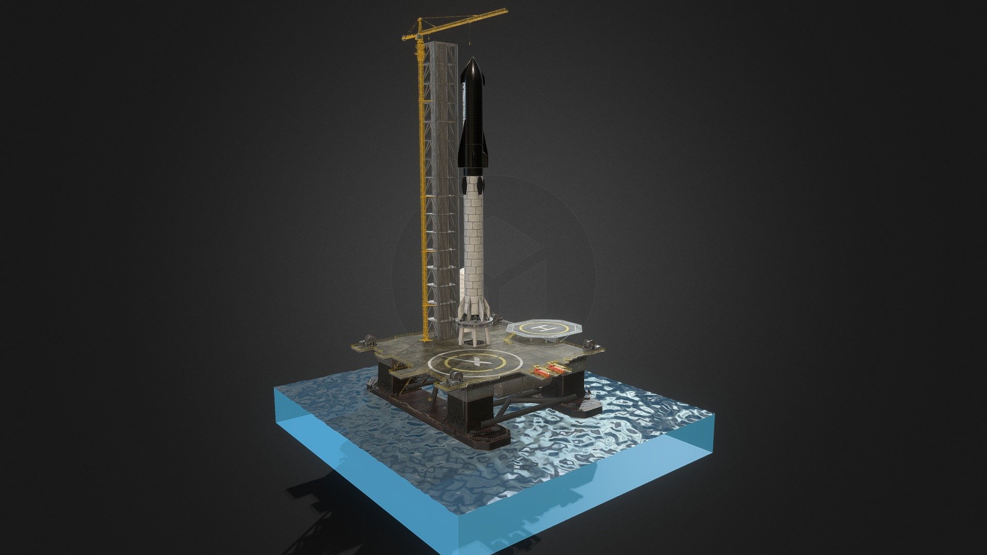 SpaceX Sea launch Rocket Deimos Complex - Buy Royalty Free 3D model by omg3d [a9dcec4 ...