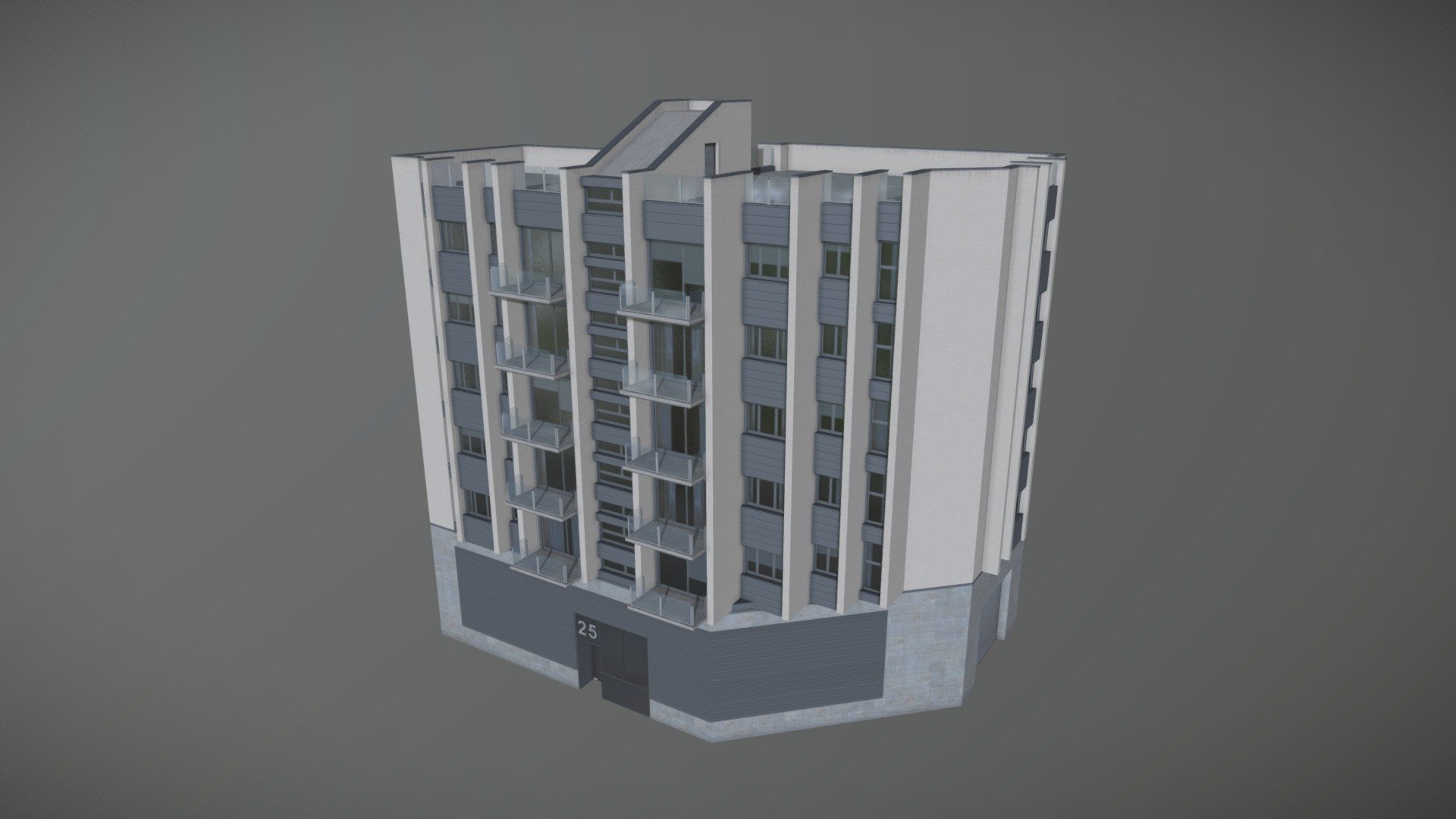 Midrise Residential #2 - 5 stories - Corner R - 3D model by gabri239 ...